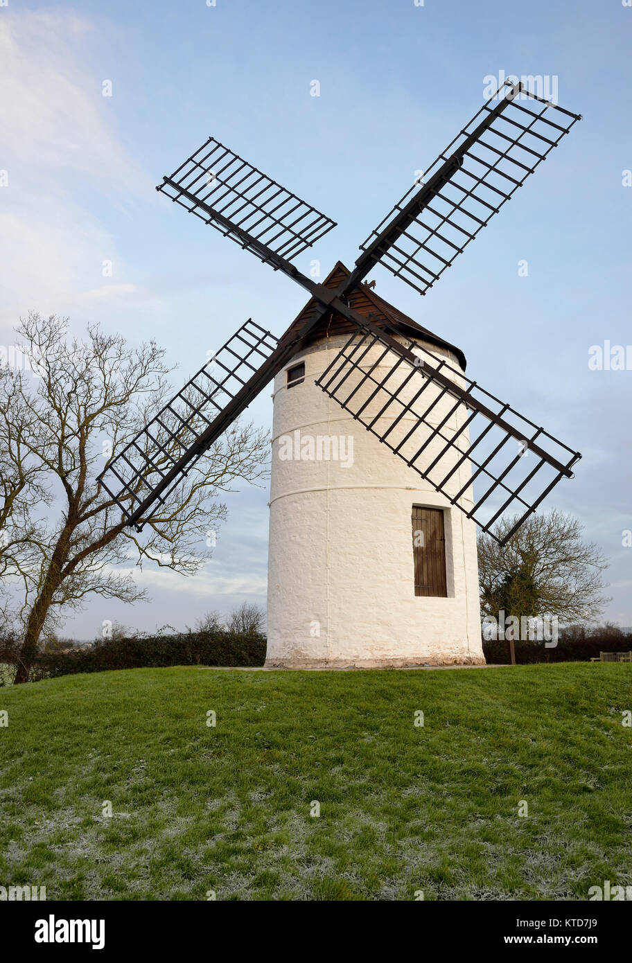 18th century grade II listed Ashton Windmill on frosty winter morning ...