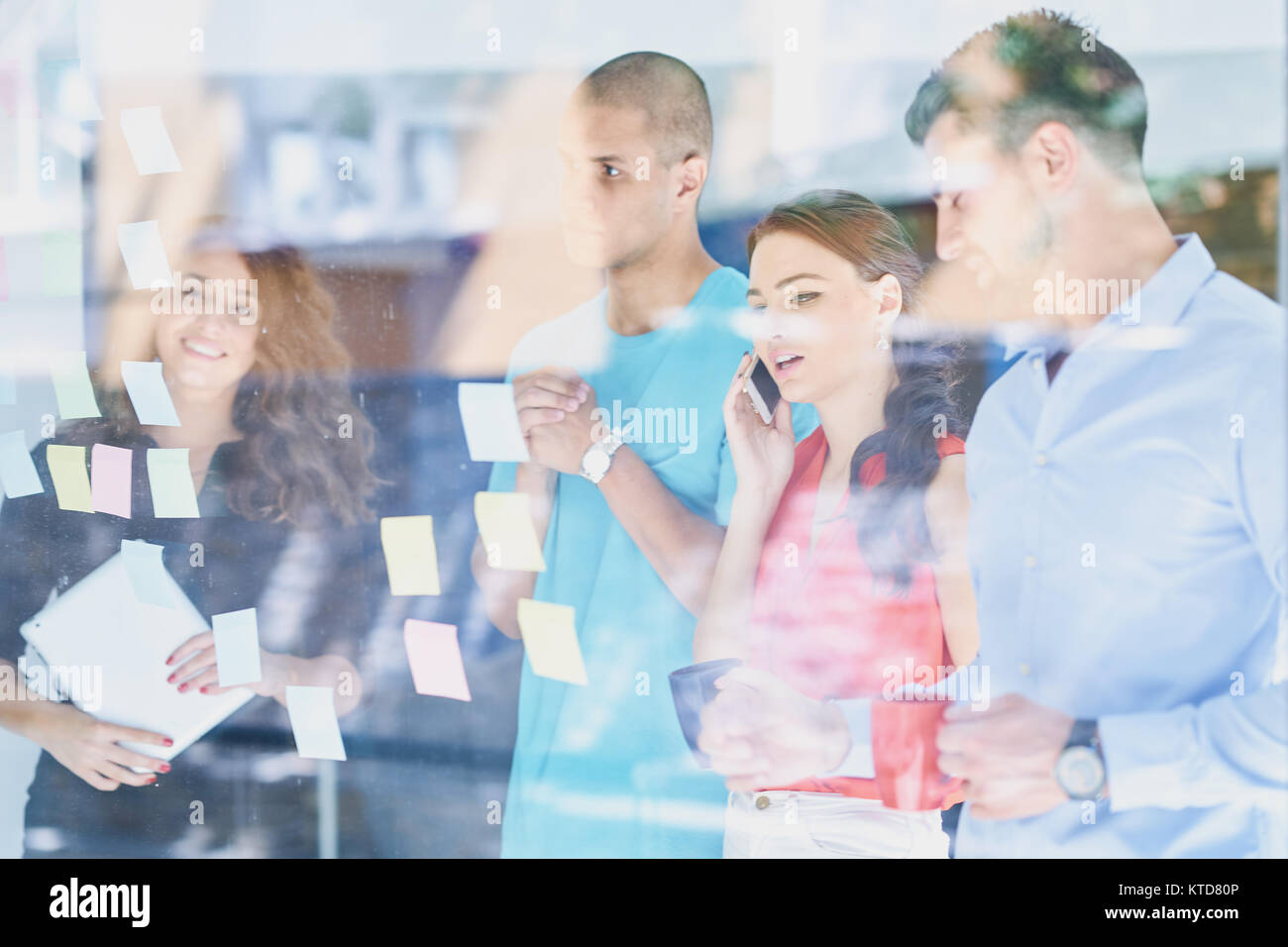 business, startup, planning, management and people concept - happy ...