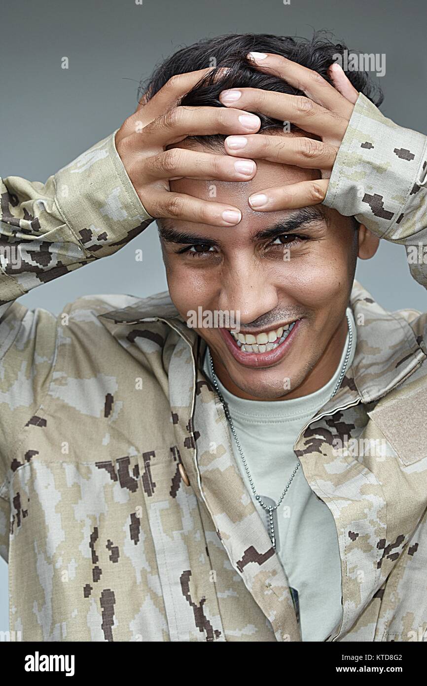 Surprised Handsome Male Soldier Stock Photo - Alamy