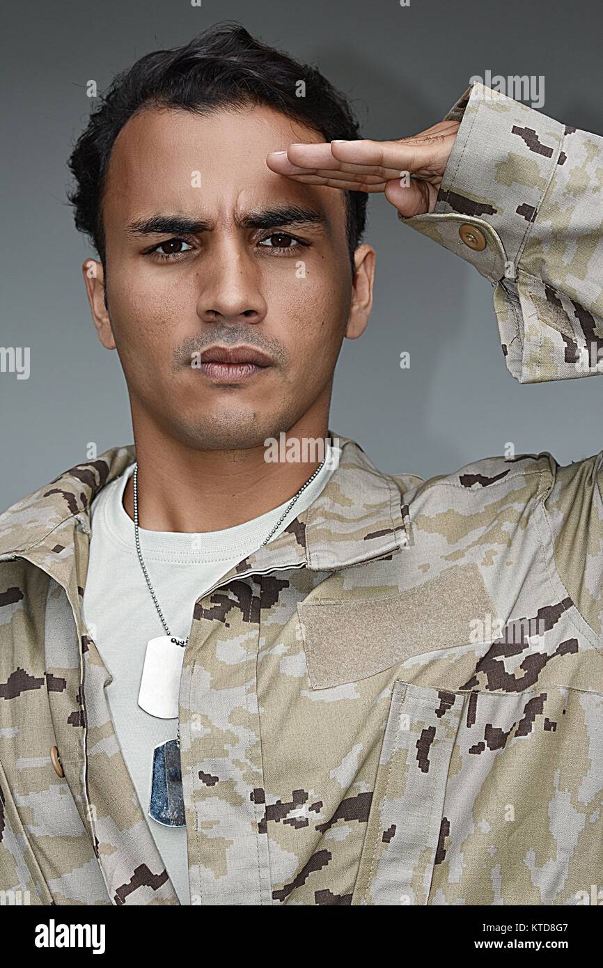 Male Soldier Saluting Stock Photo - Alamy
