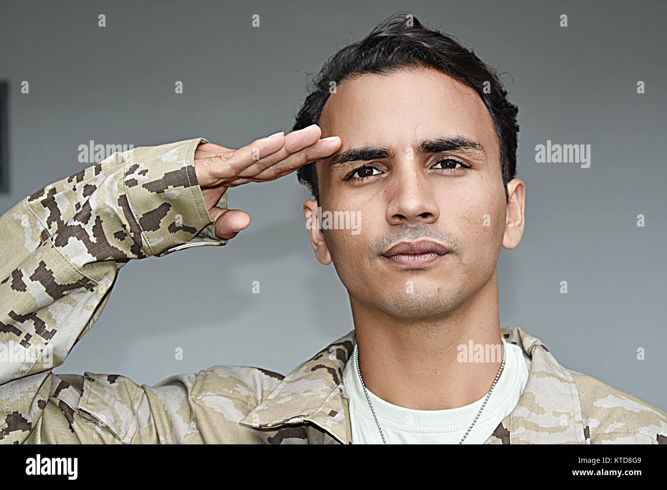 Handsome Male Soldier Saluting Stock Photo - Alamy