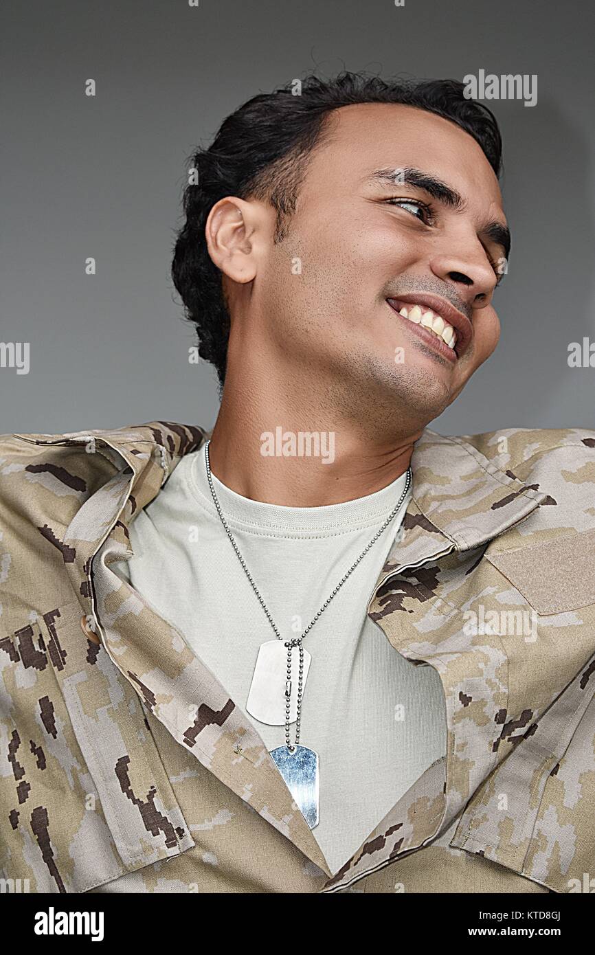 Happy Male Soldier Stock Photo - Alamy