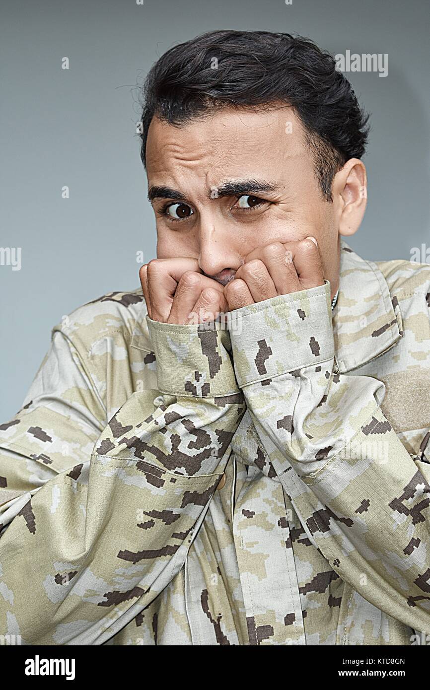 Male Soldier Afraid Stock Photo - Alamy