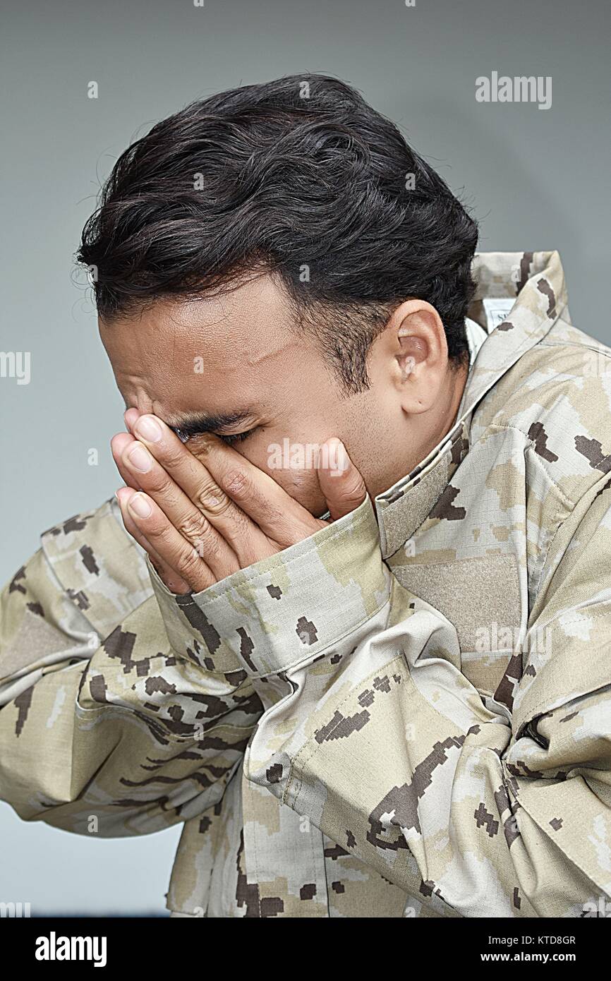 Army Male Soldier And Depression Stock Photo - Alamy