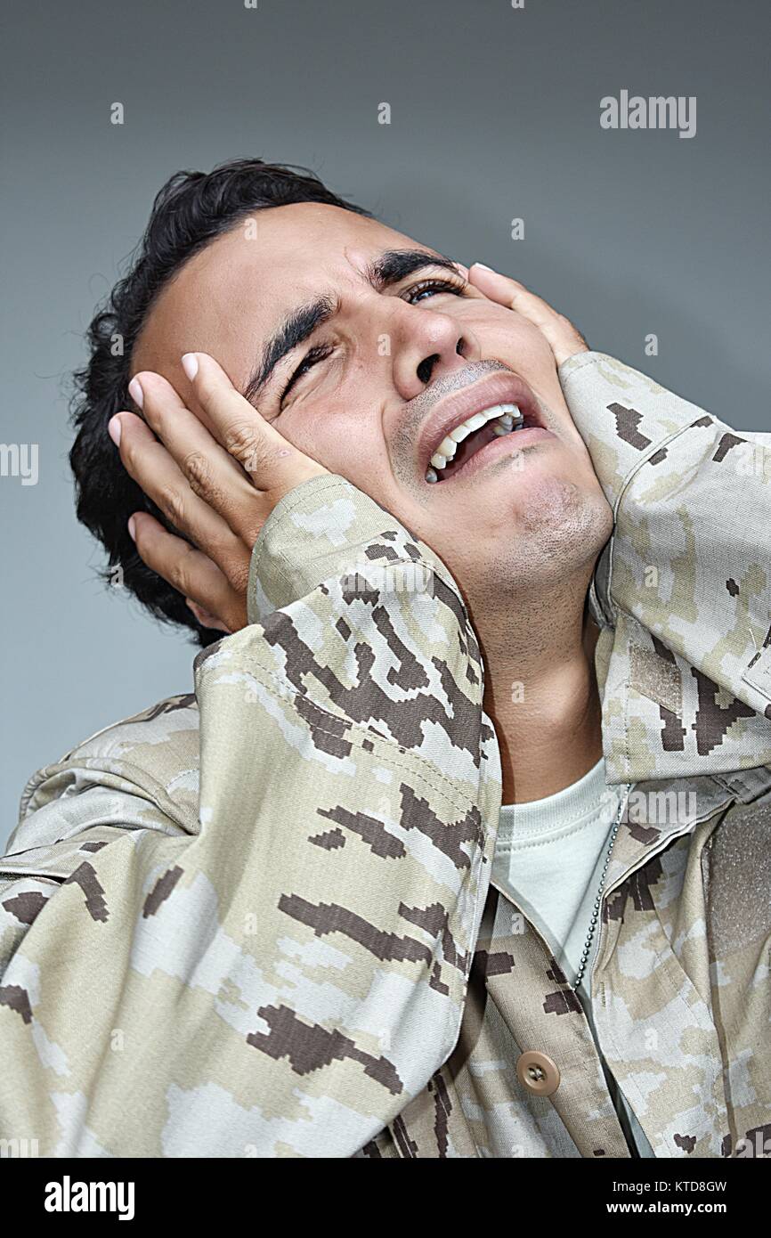 Tearful Male Soldier Stock Photo - Alamy