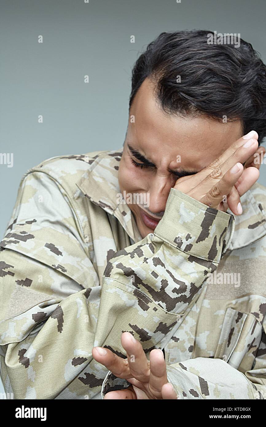 Crying Military Male Soldier Stock Photo - Alamy