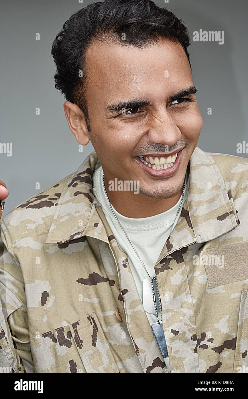 Happy Army Male Soldier Stock Photo - Alamy