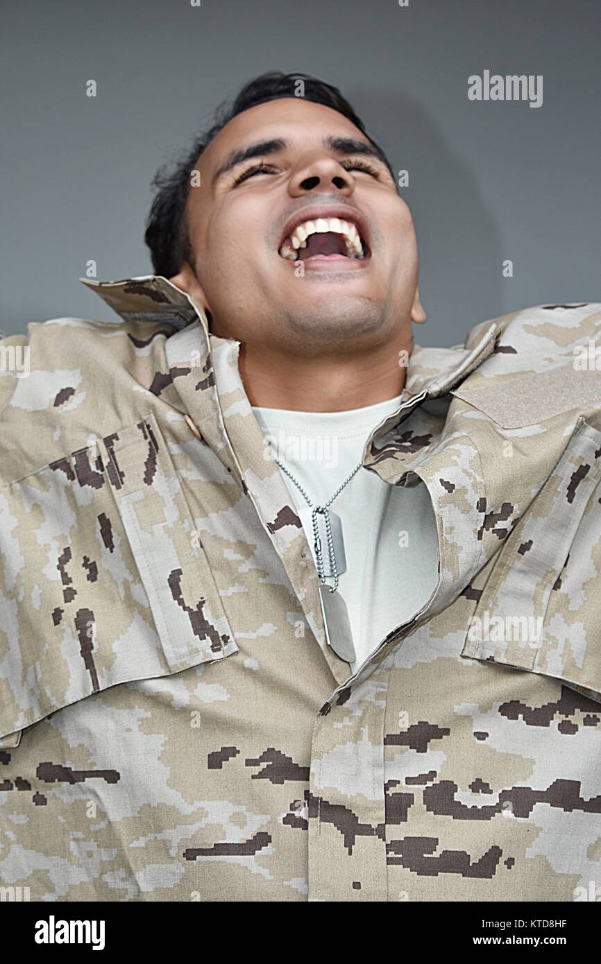 Overjoyed Male Soldier Stock Photo - Alamy