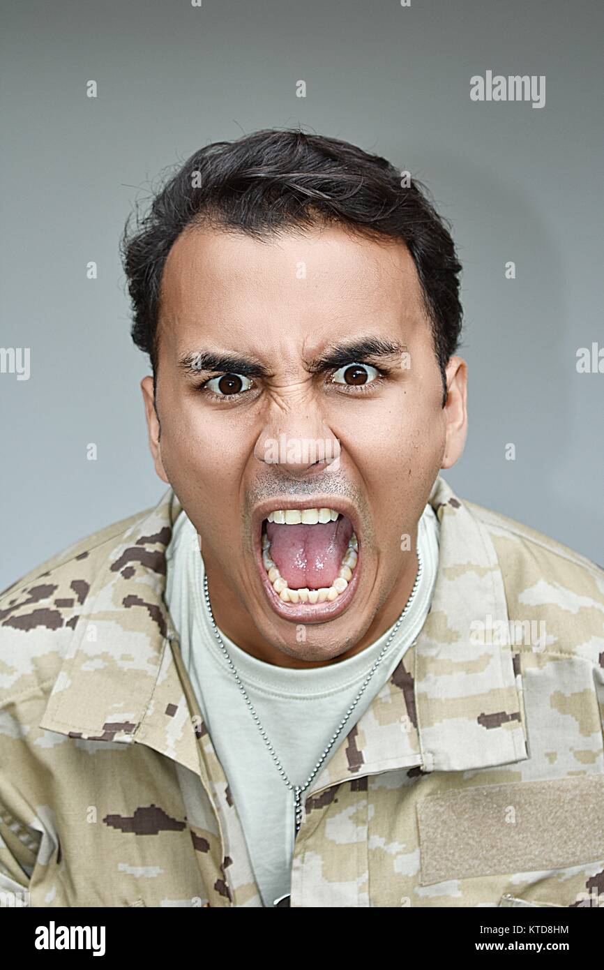 Angry Minority Male Soldier Stock Photo - Alamy