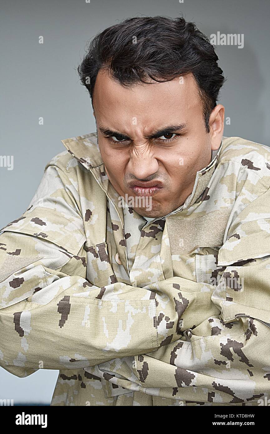 Male Soldier And Anger Stock Photo - Alamy