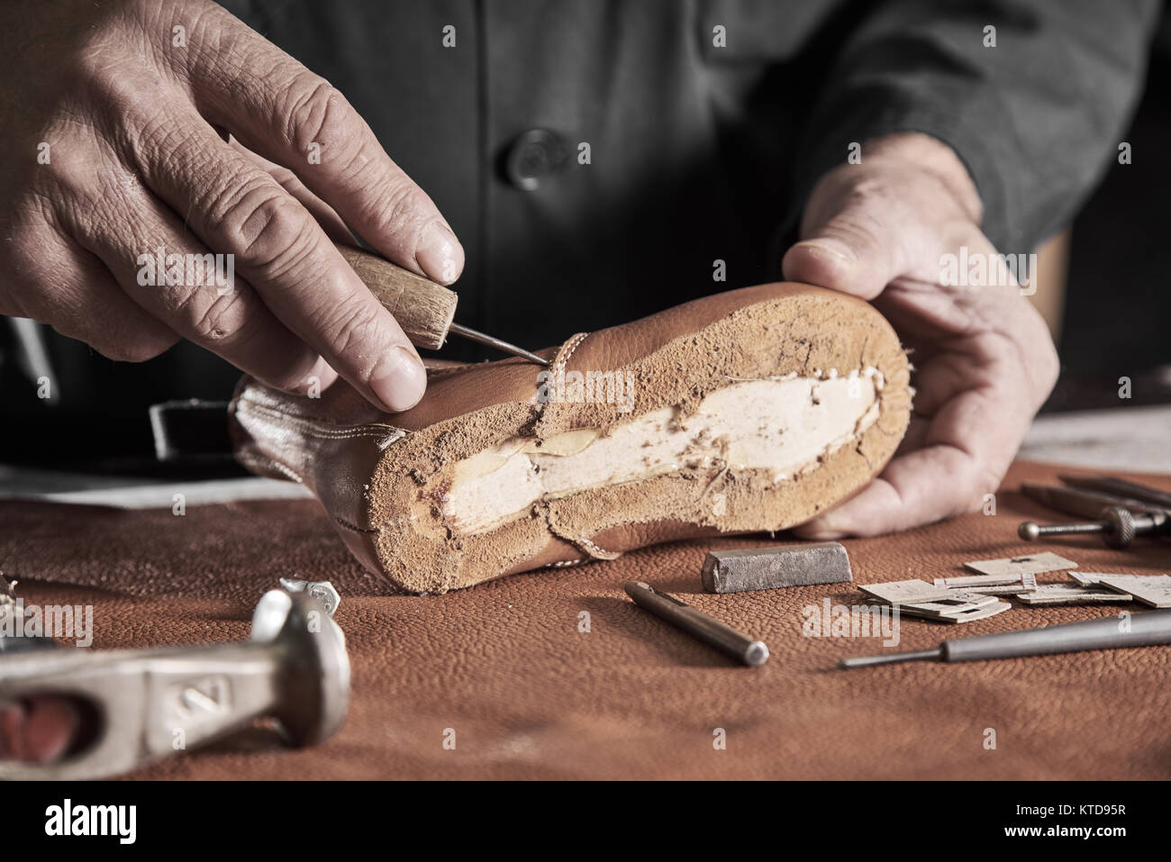 Shoe production process in factory Stock Photo - Alamy