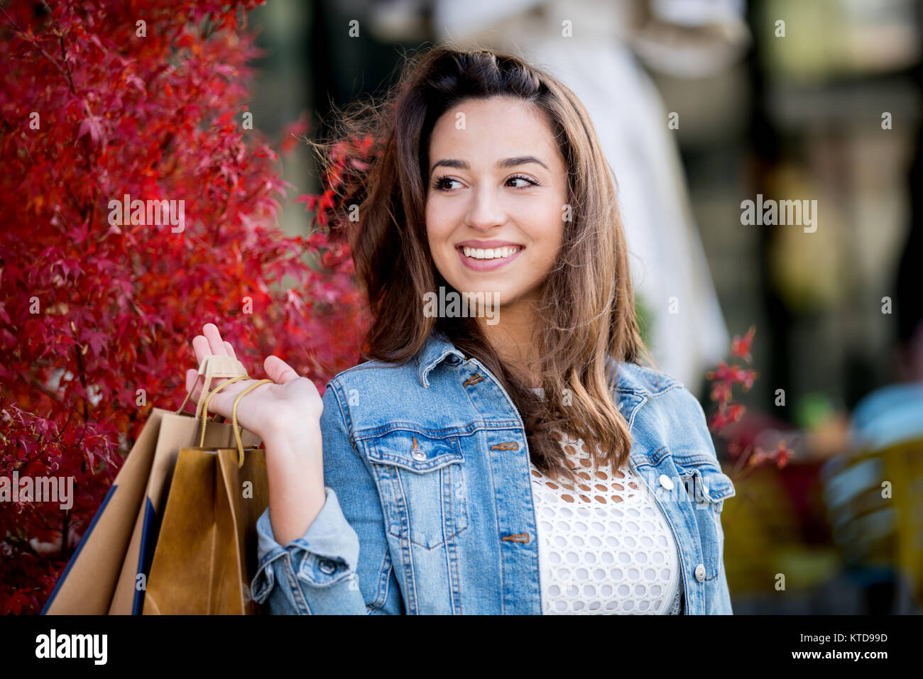 Pretty girl with shopping bags having fun, shopper, shopaholic Stock ...