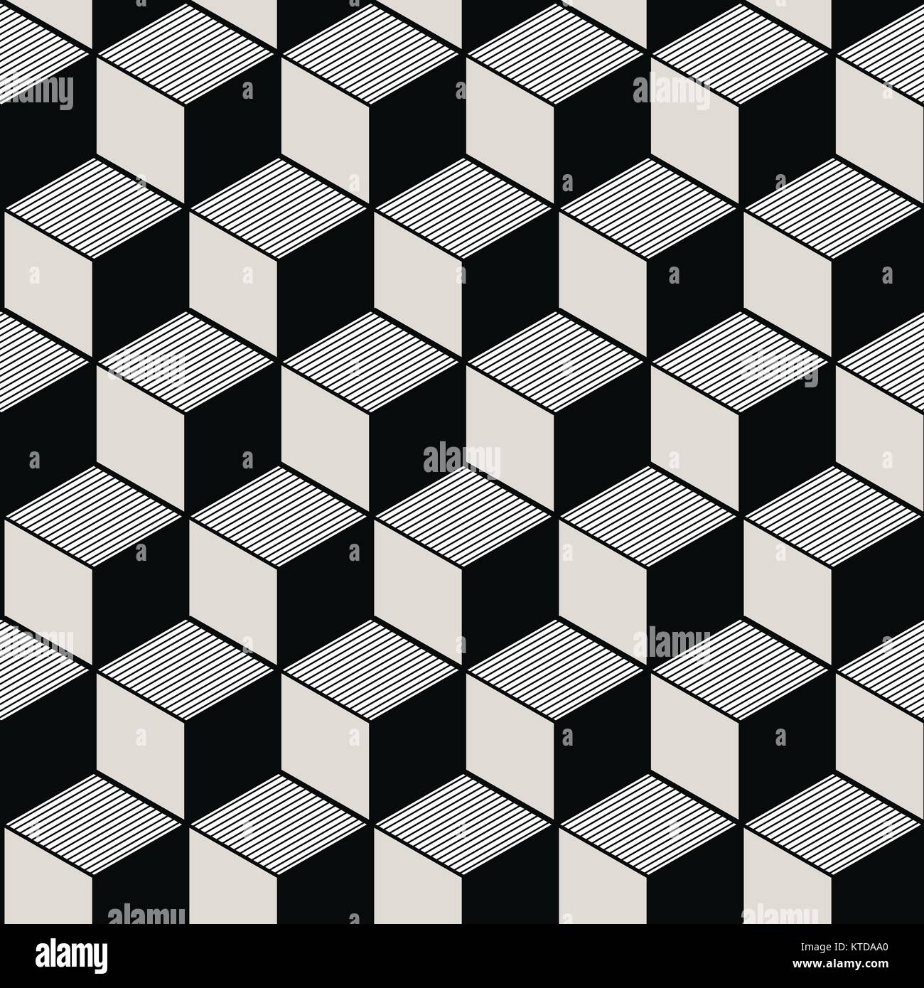 Seamless background image of vintage black white cubic line geometry ...