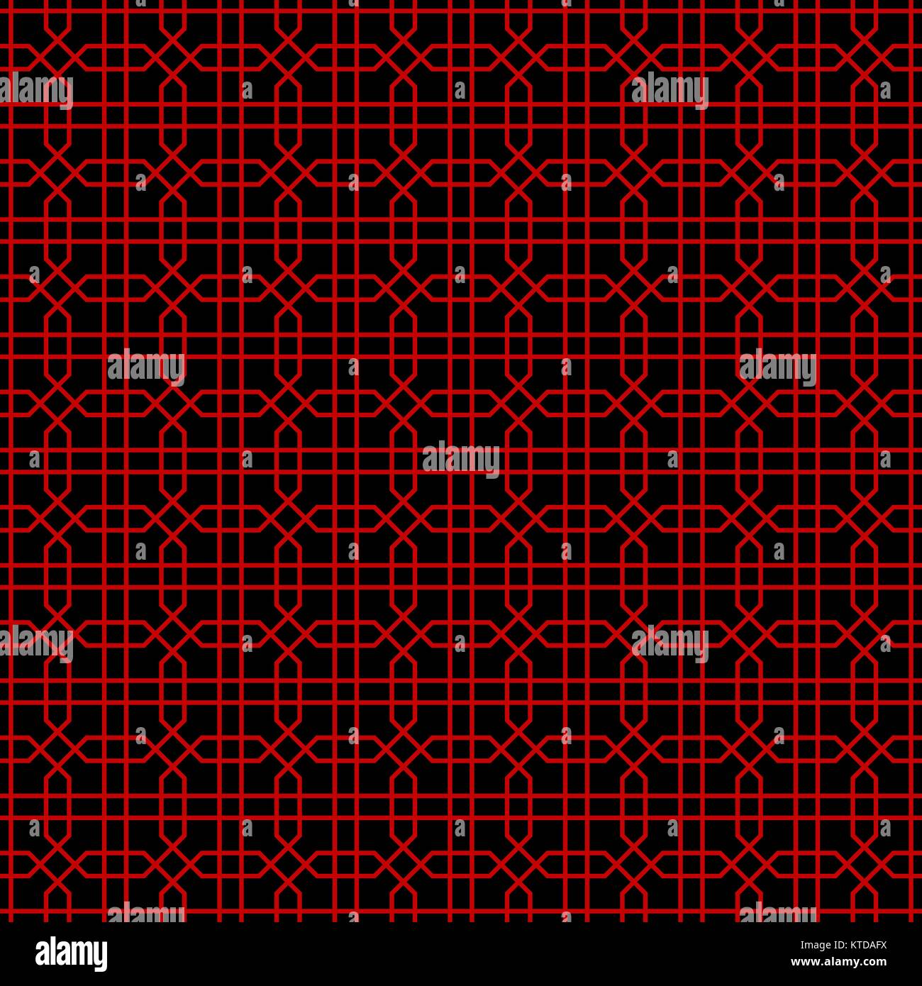 Seamless background oriental black red octagon cross geometry line ...