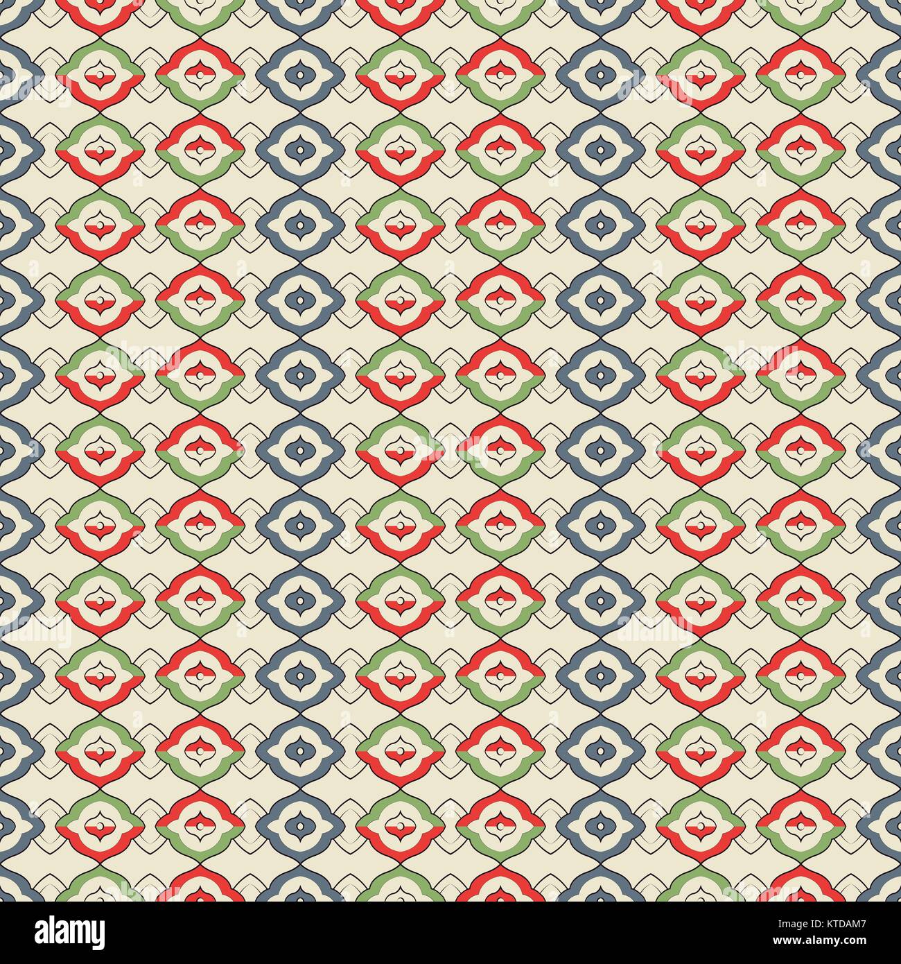 Seamless background oriental colorful curve round geometry cross frame ...