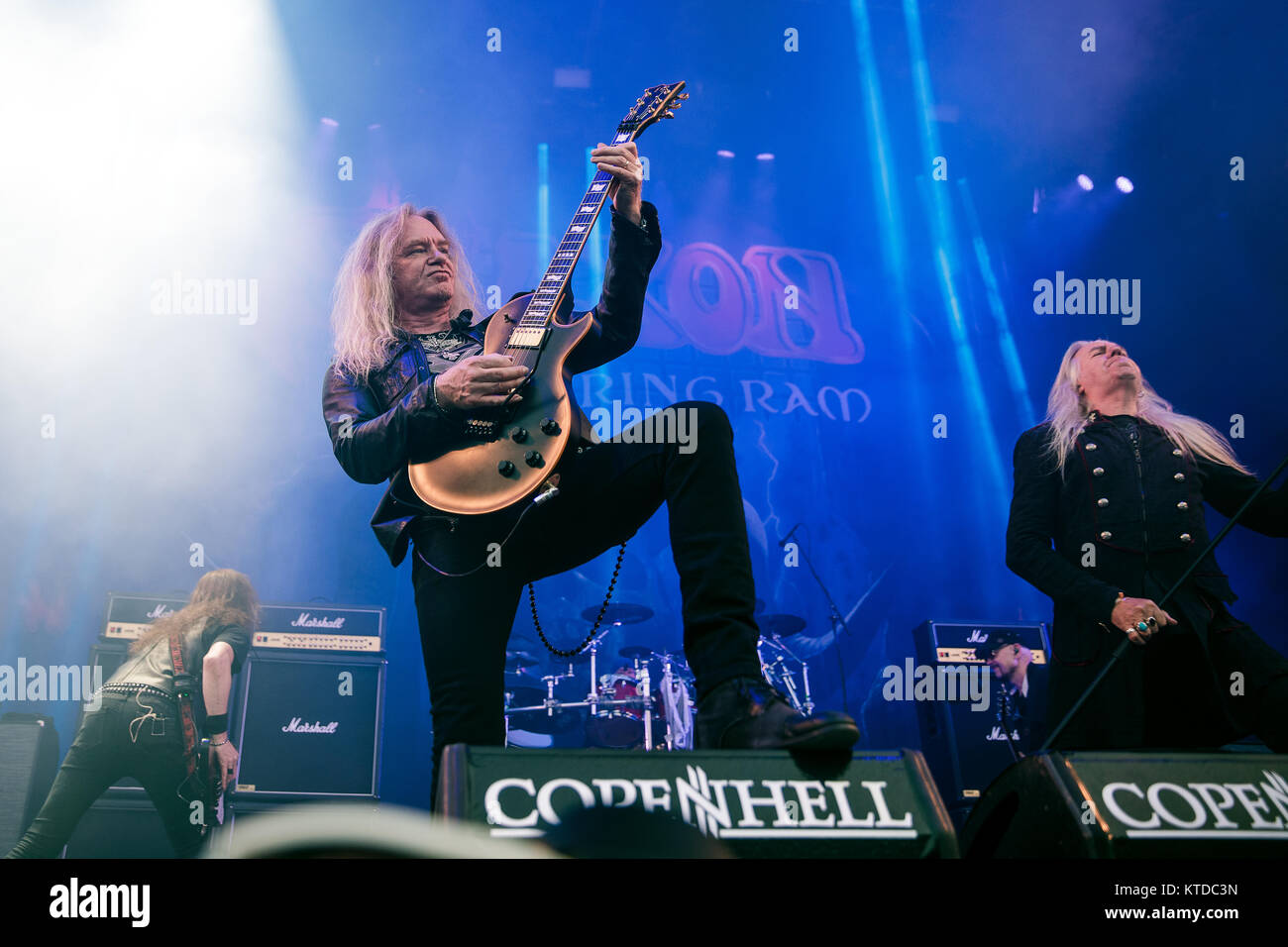 The British heavy metal band Saxon performs a live concert during the ...