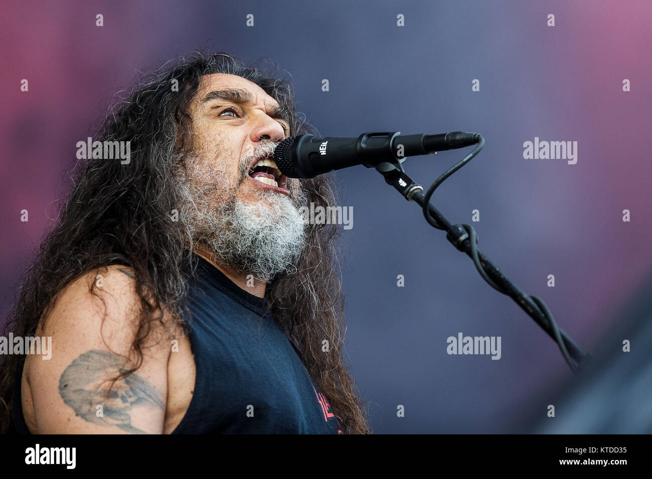 The American thrash metal band Slayer performs a live concert at ...