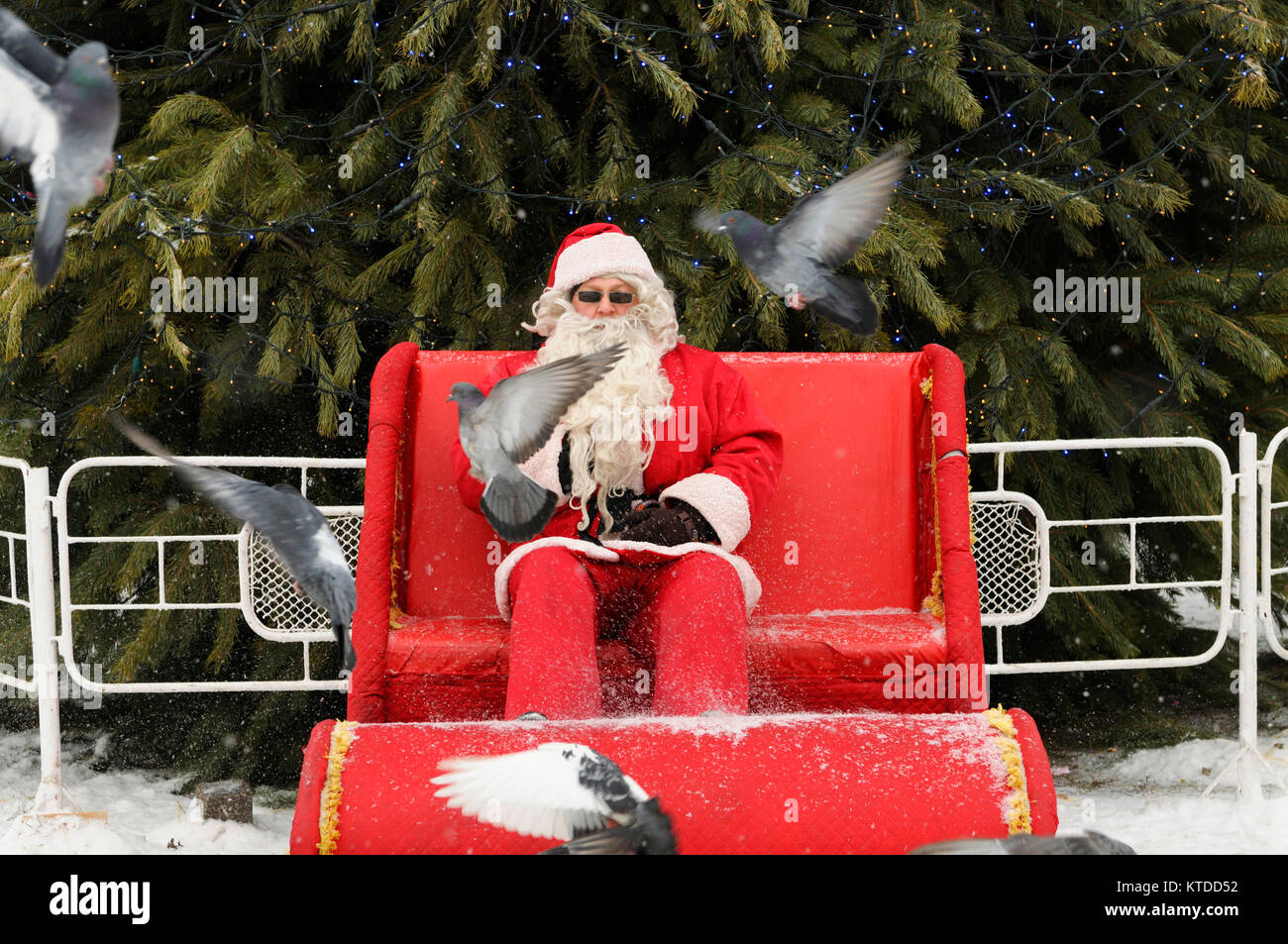 Santa In Christmas Sled Sleigh High Resolution Stock Photography and ...