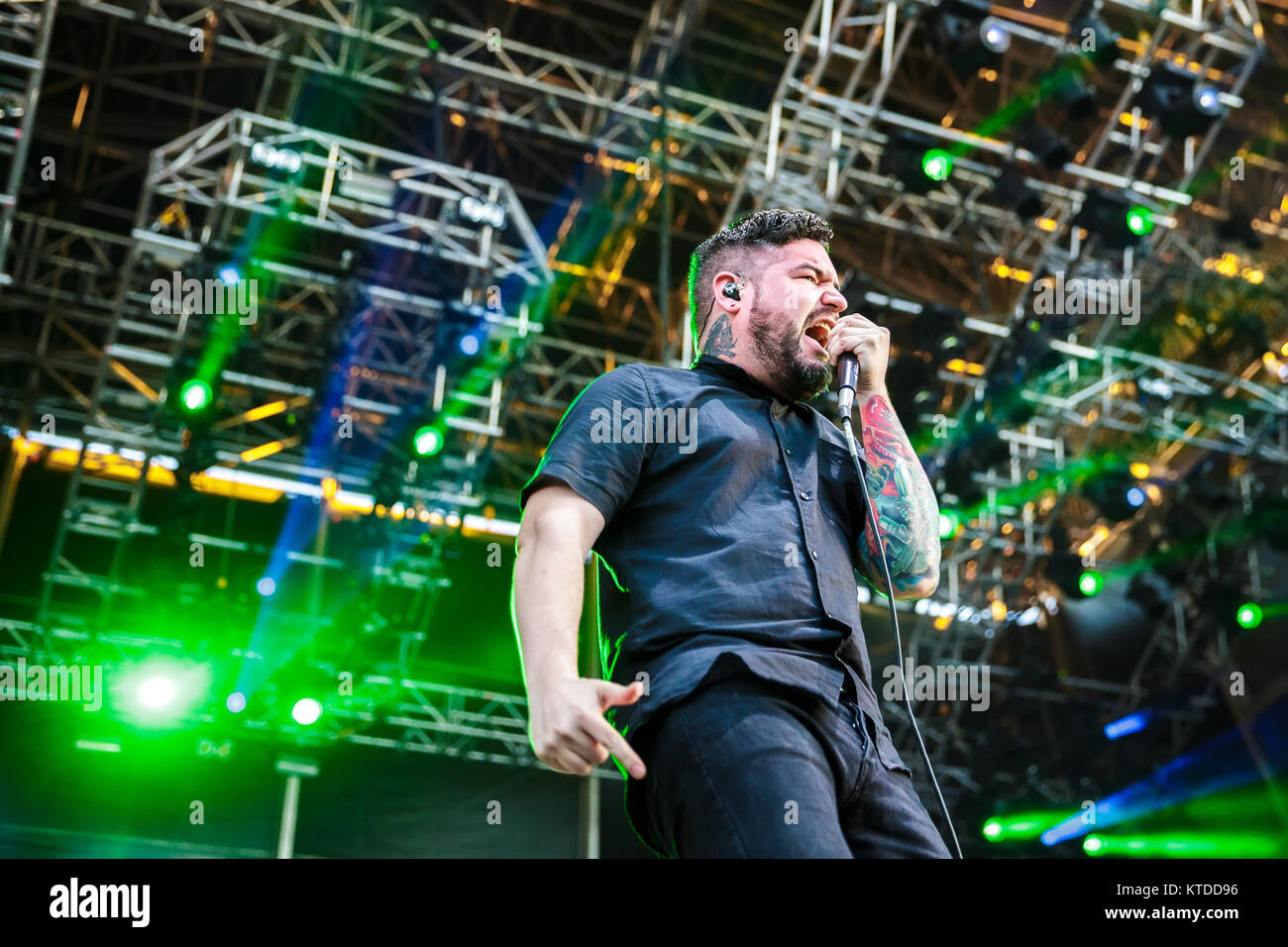The American deathcore band Suicide Silence performs a live concert at ...