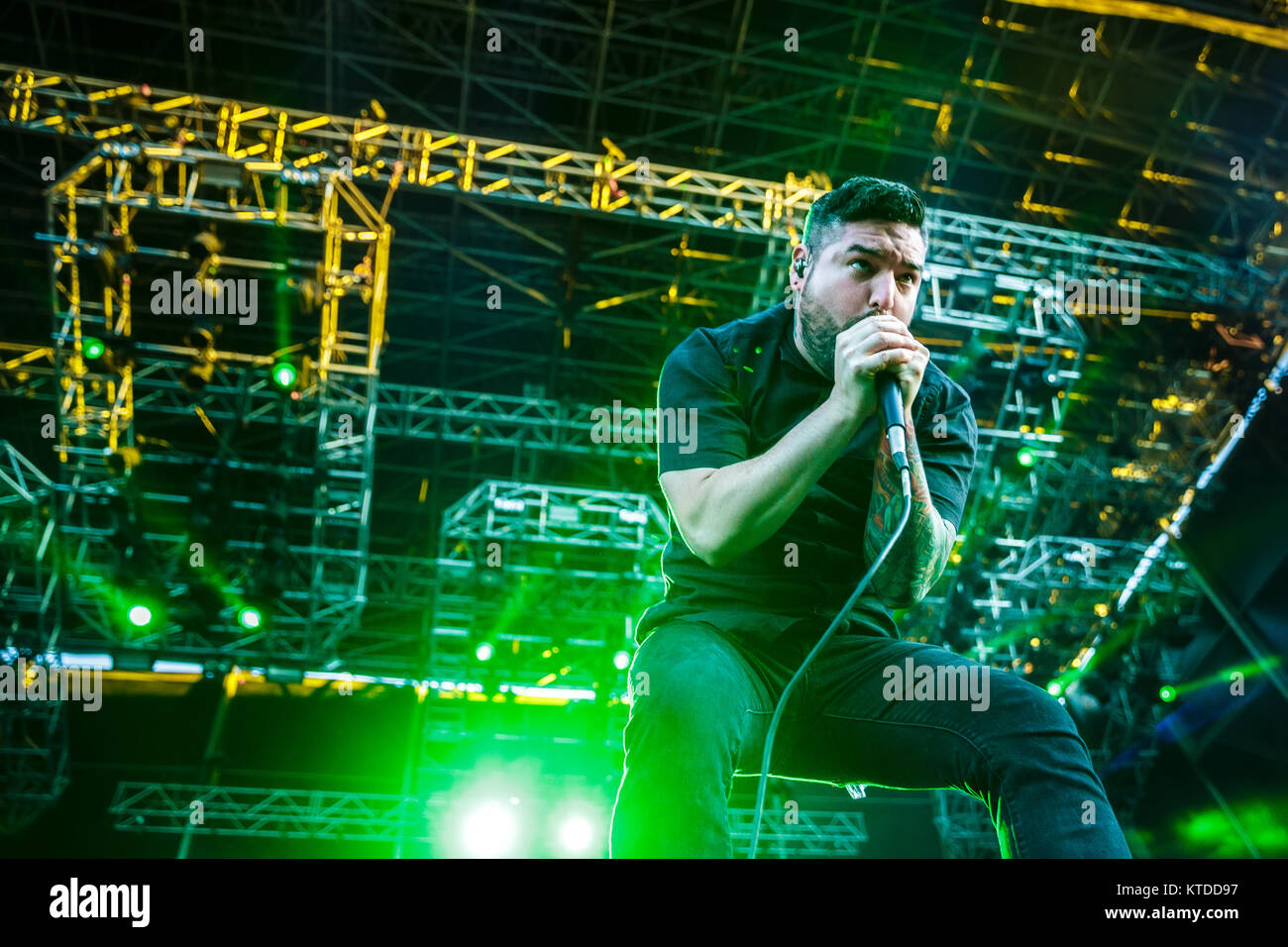 The American deathcore band Suicide Silence performs a live concert at ...