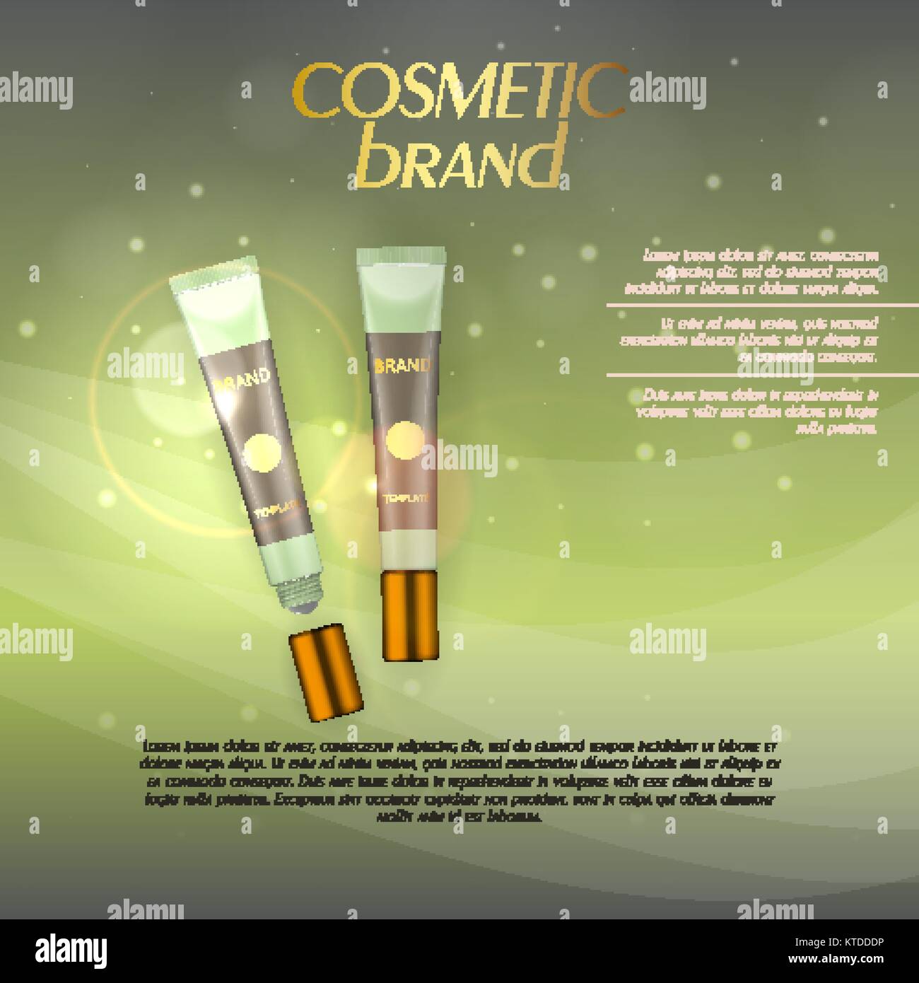 Vector 3D cosmetic illustration on a soft light background with flare ...