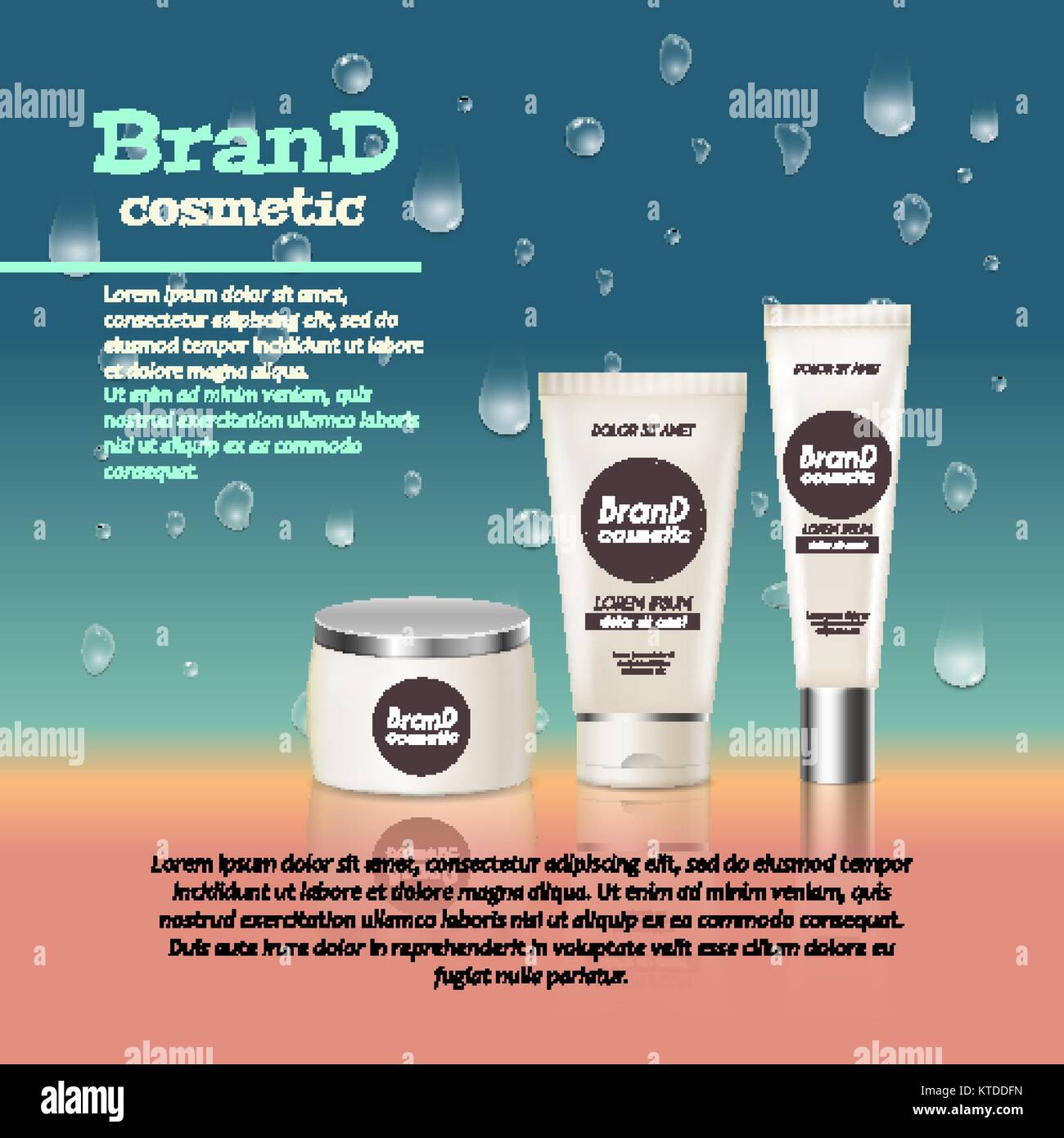 3D realistic cosmetic bottle ads template. Cosmetic brand advertising ...