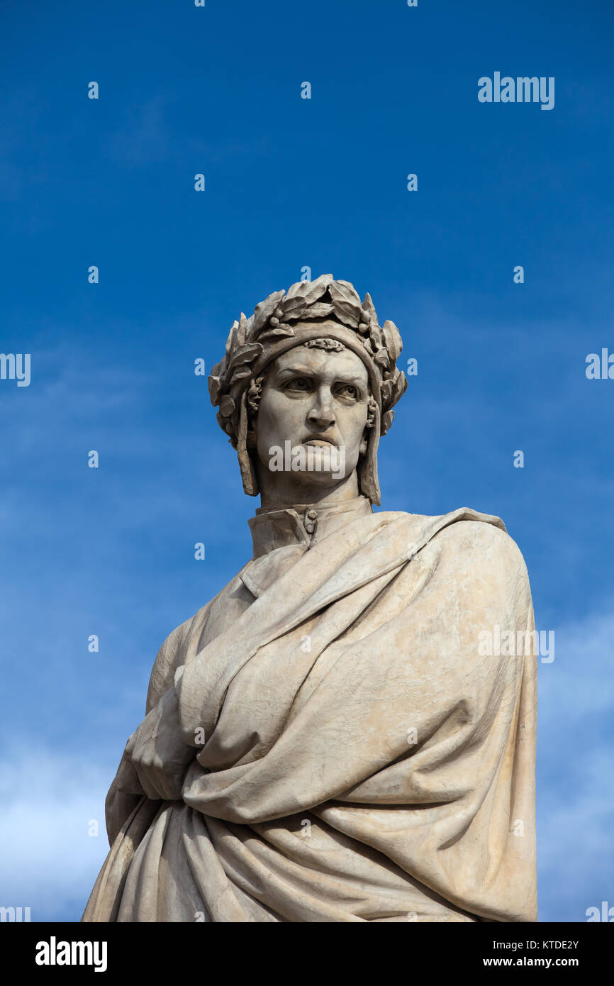 The famous poet Dante Alighieri. Piazza Santa Croce in Florence, Italy ...