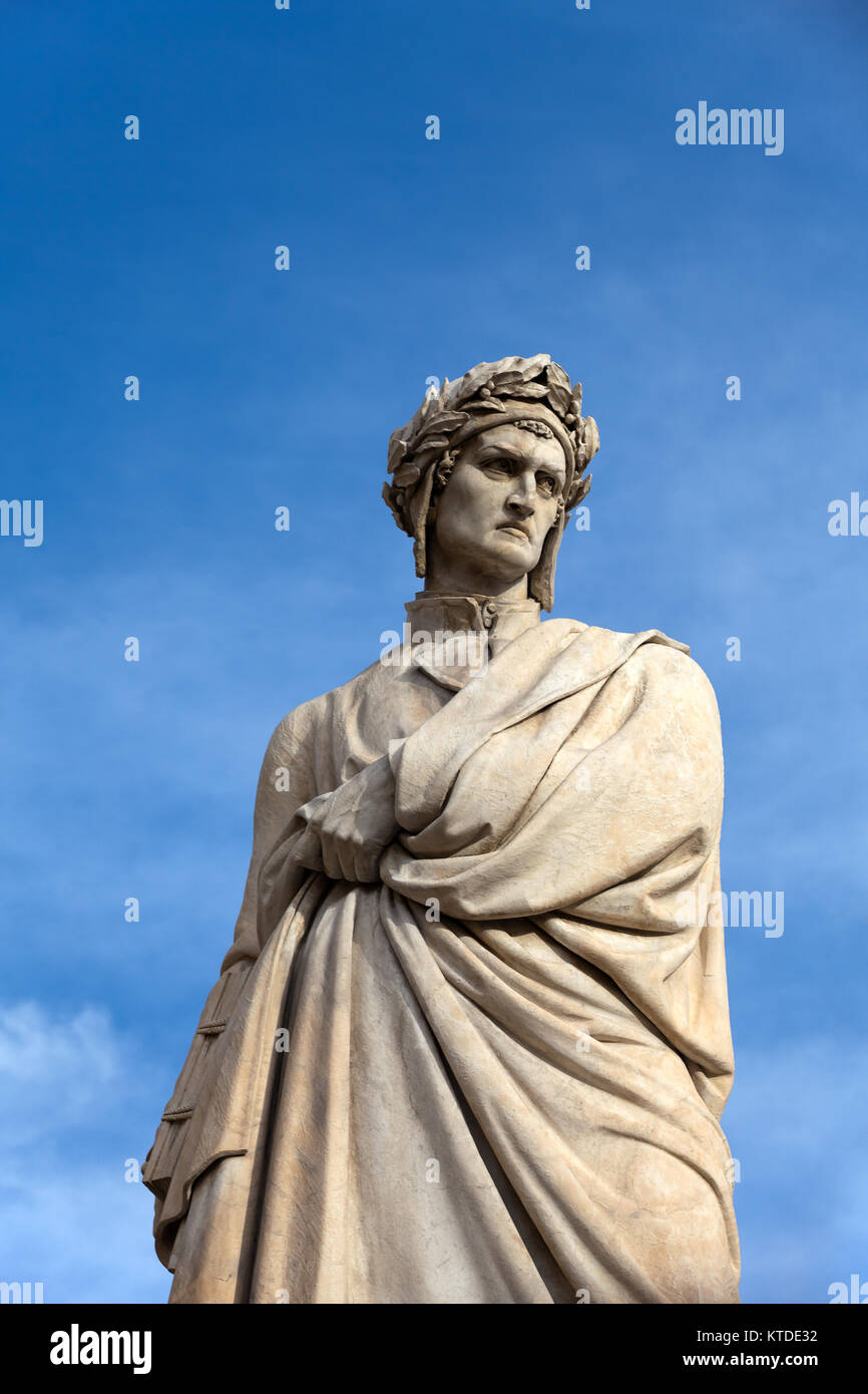 The famous poet Dante Alighieri. Piazza Santa Croce in Florence, Italy ...