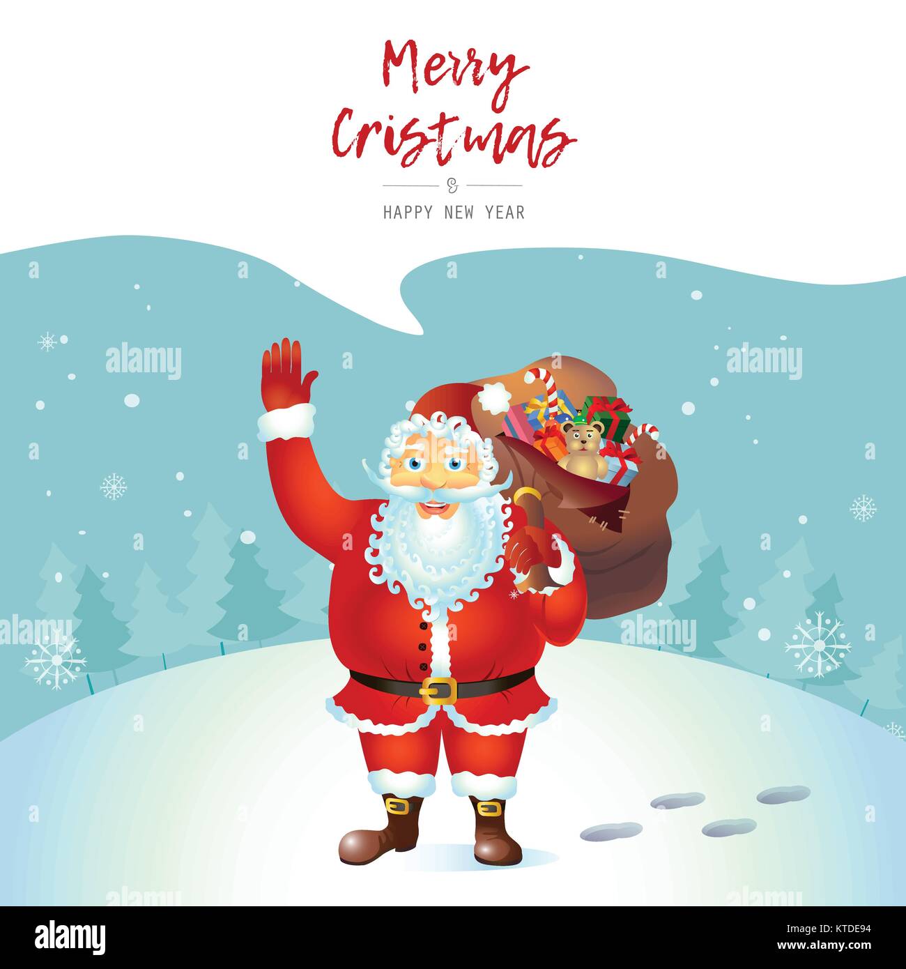 Santa Claus smile cartoon waving her hand cartoon character isolated on ...