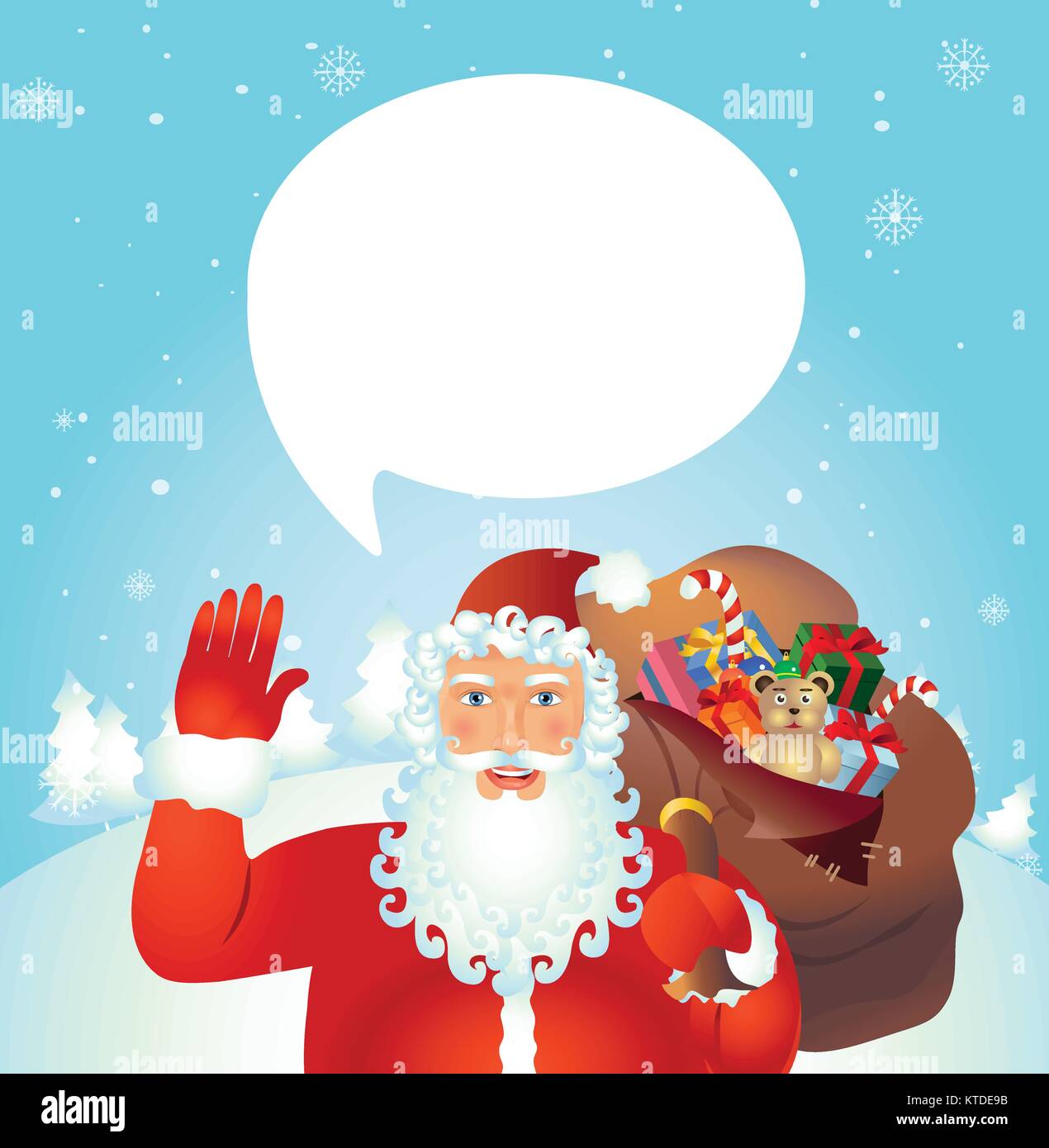 Classic Santa Claus cartoon waving her hand cartoon character isolated ...
