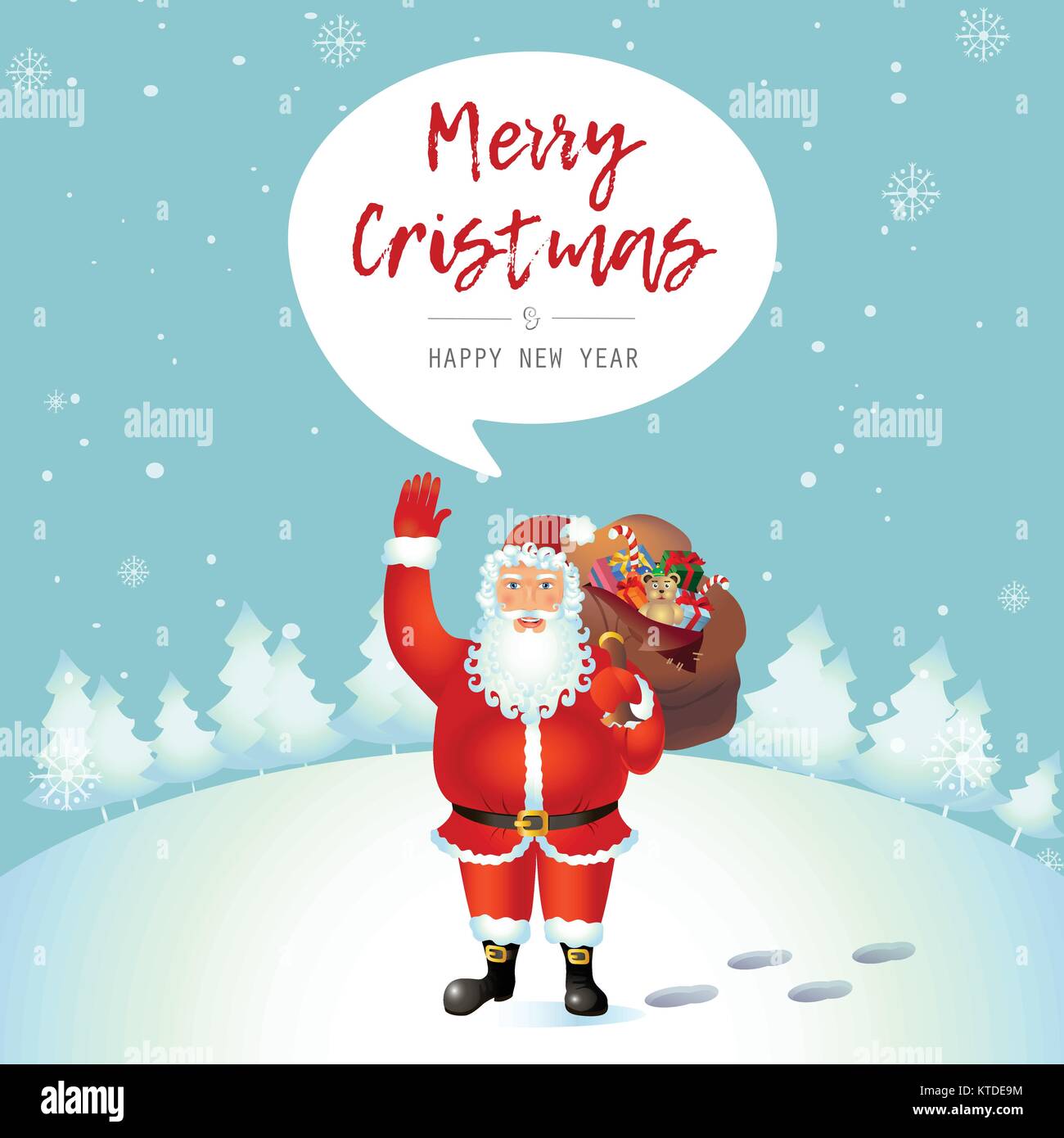 Smiling Santa Claus standing alone cartoon waving her hand cartoon ...