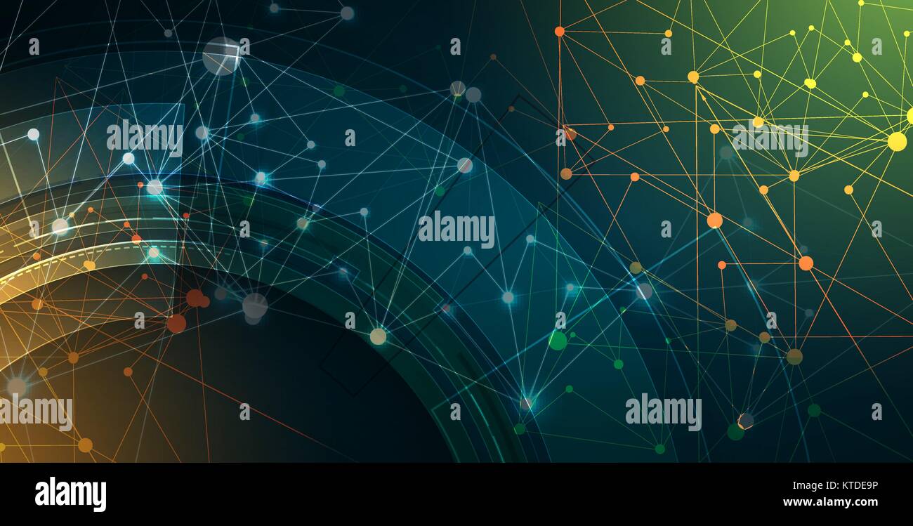 Neural network concept. Connected cells with links. High technology process. Abstract background ...