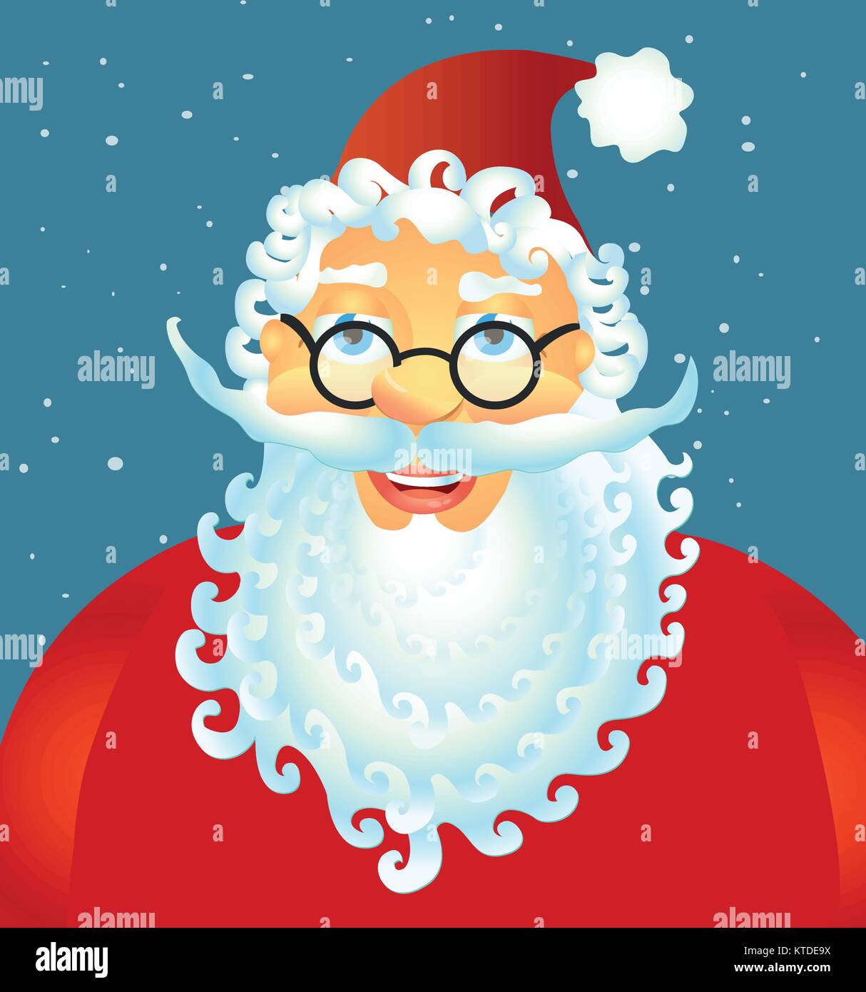 Vector cartoon Santa Claus smile happy face decoration with spectacled ...