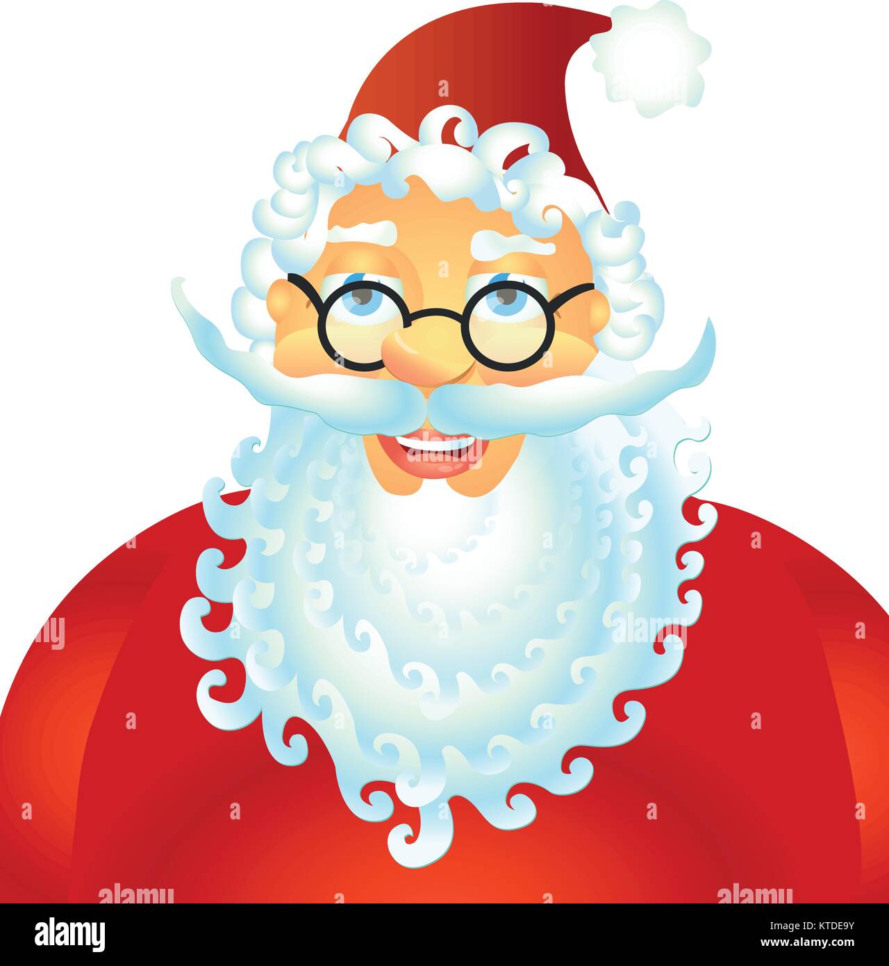 Vector cartoon Santa Claus smile happy face decoration with spectacled ...