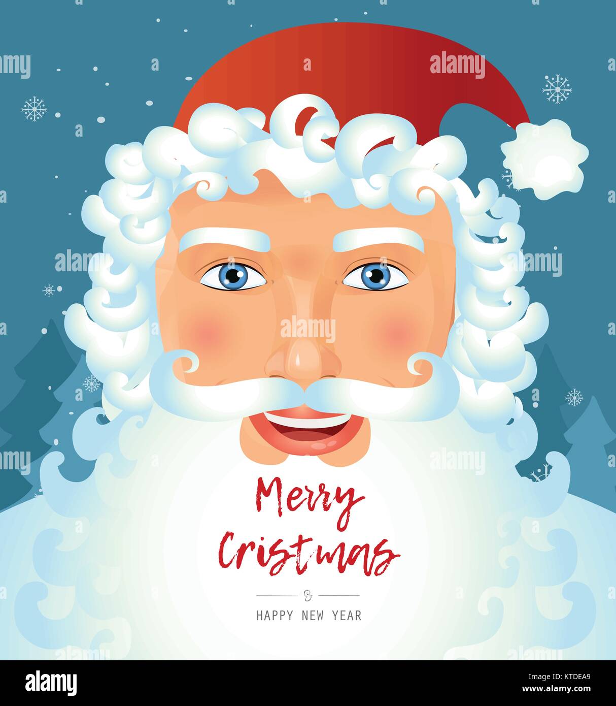 Vector happy Santa Claus face greeting smile isolated on white ...