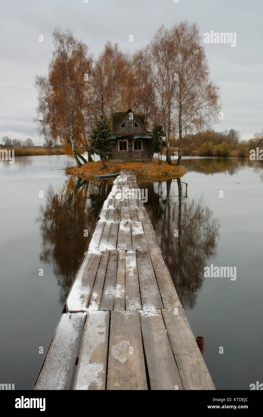 small house. a picturesque hut on a small island Stock Photo - Alamy