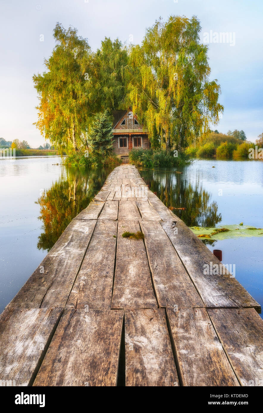 small house. a picturesque hut on a small island Stock Photo - Alamy