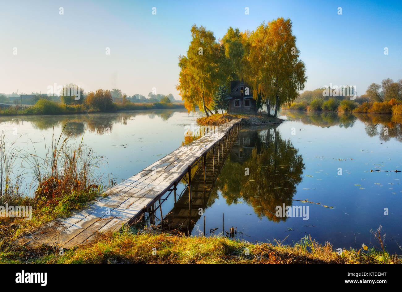 small house. a picturesque hut on a small island Stock Photo - Alamy