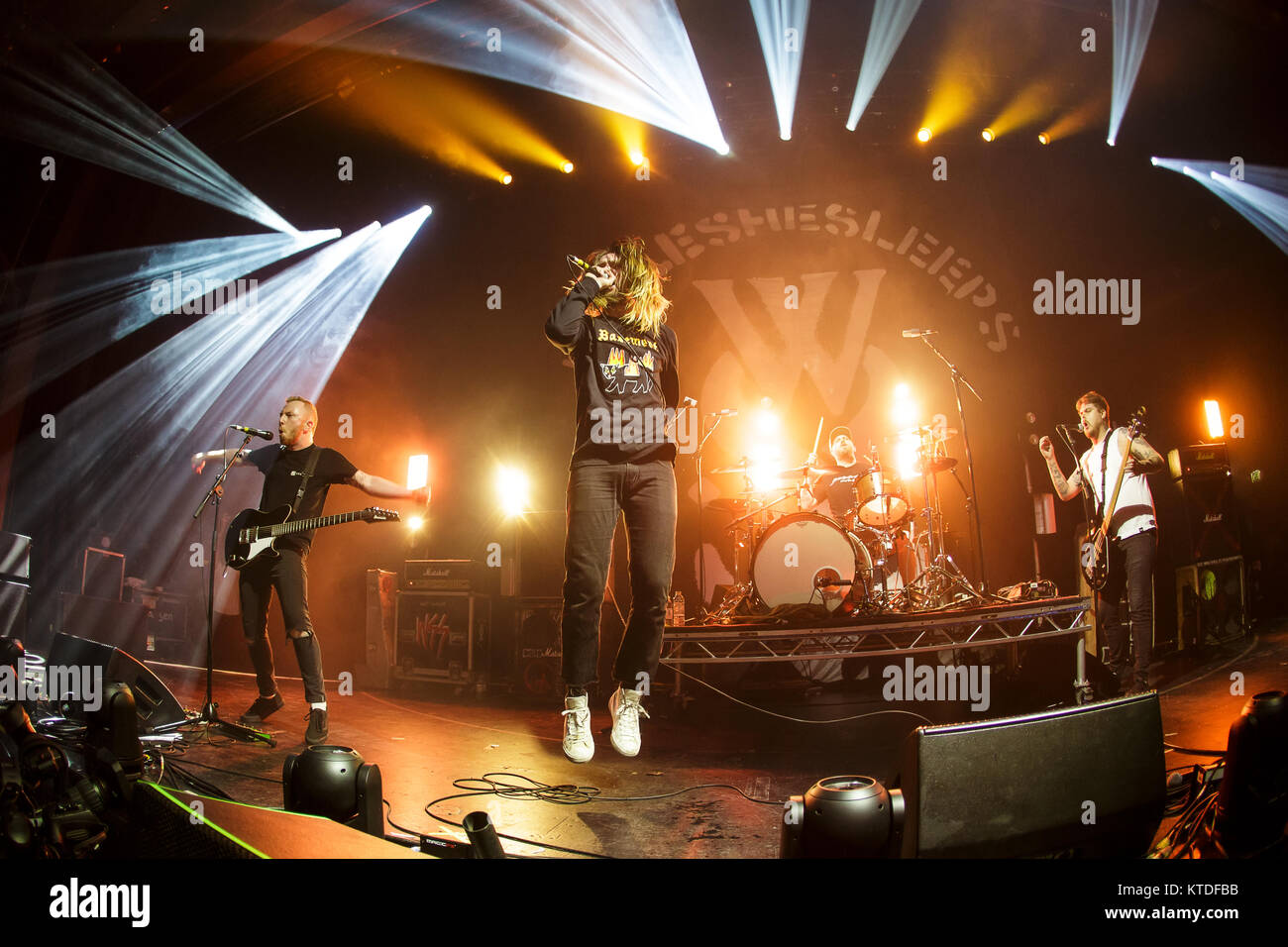 The British metalcore band While She Sleeps performs a live concert at ...