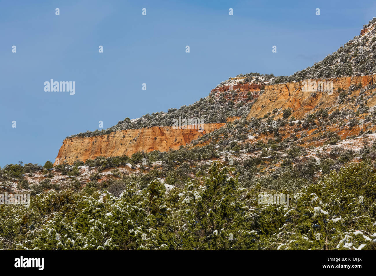 Fresh snow on mountain near Coral Pink Sand Dunes State Park, Utah, USA ...