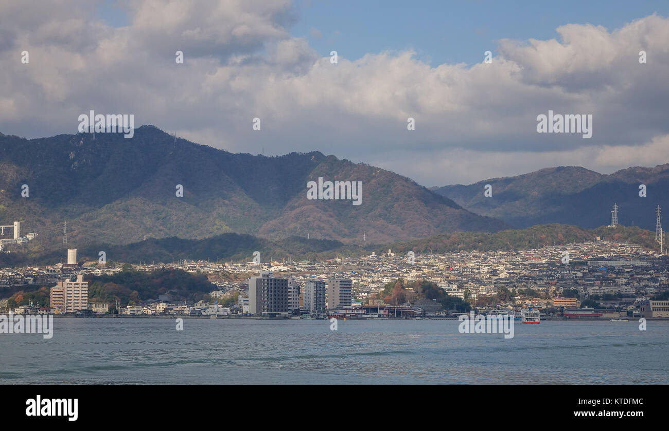 Hiroshima, Japan - Dec 28, 2015. Landscape of Miyajimaguchi Town in ...