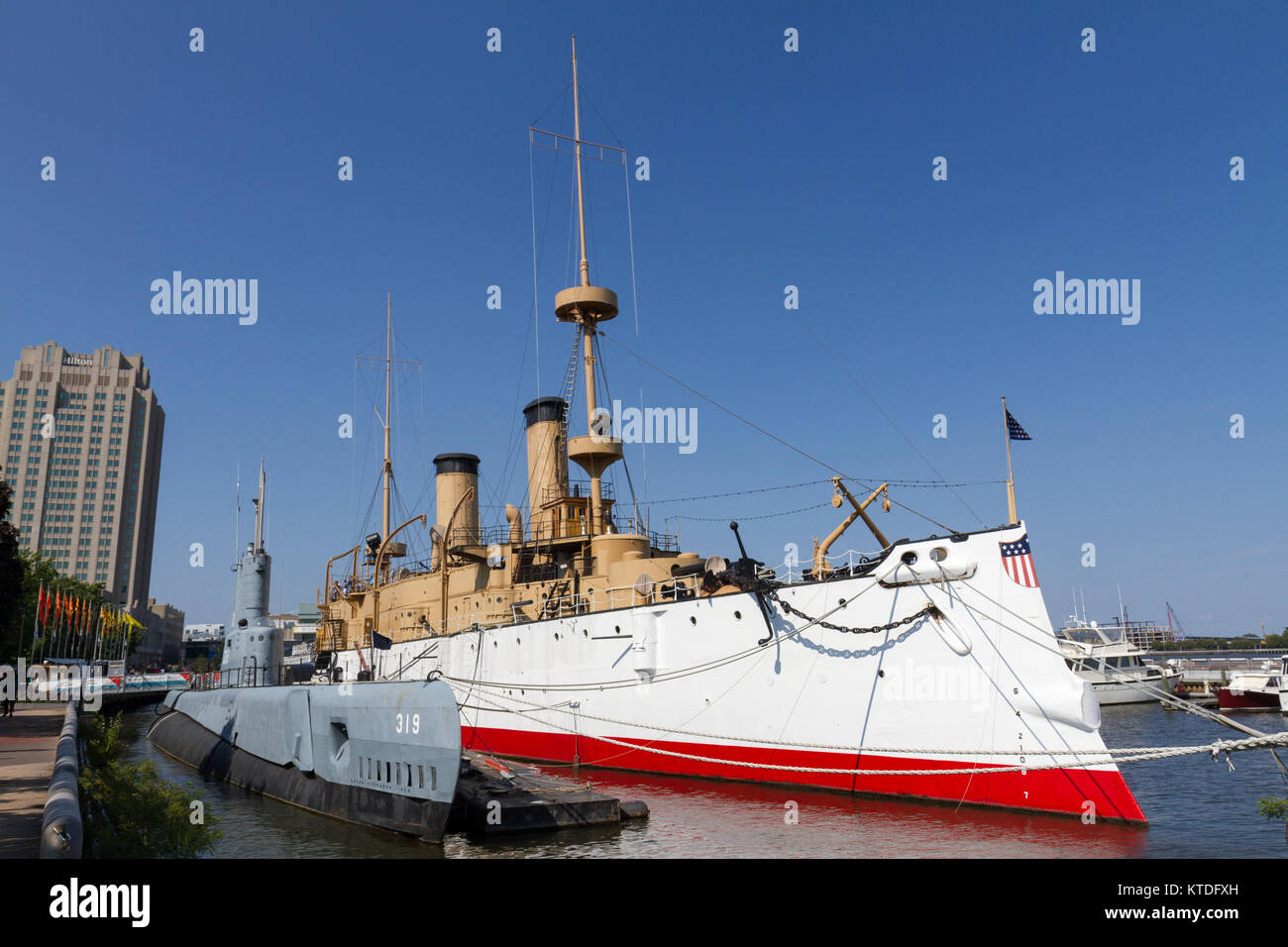 The Olympia Cruiser and the USS Becuna (SS/AGSS-319), a Balao-class ...