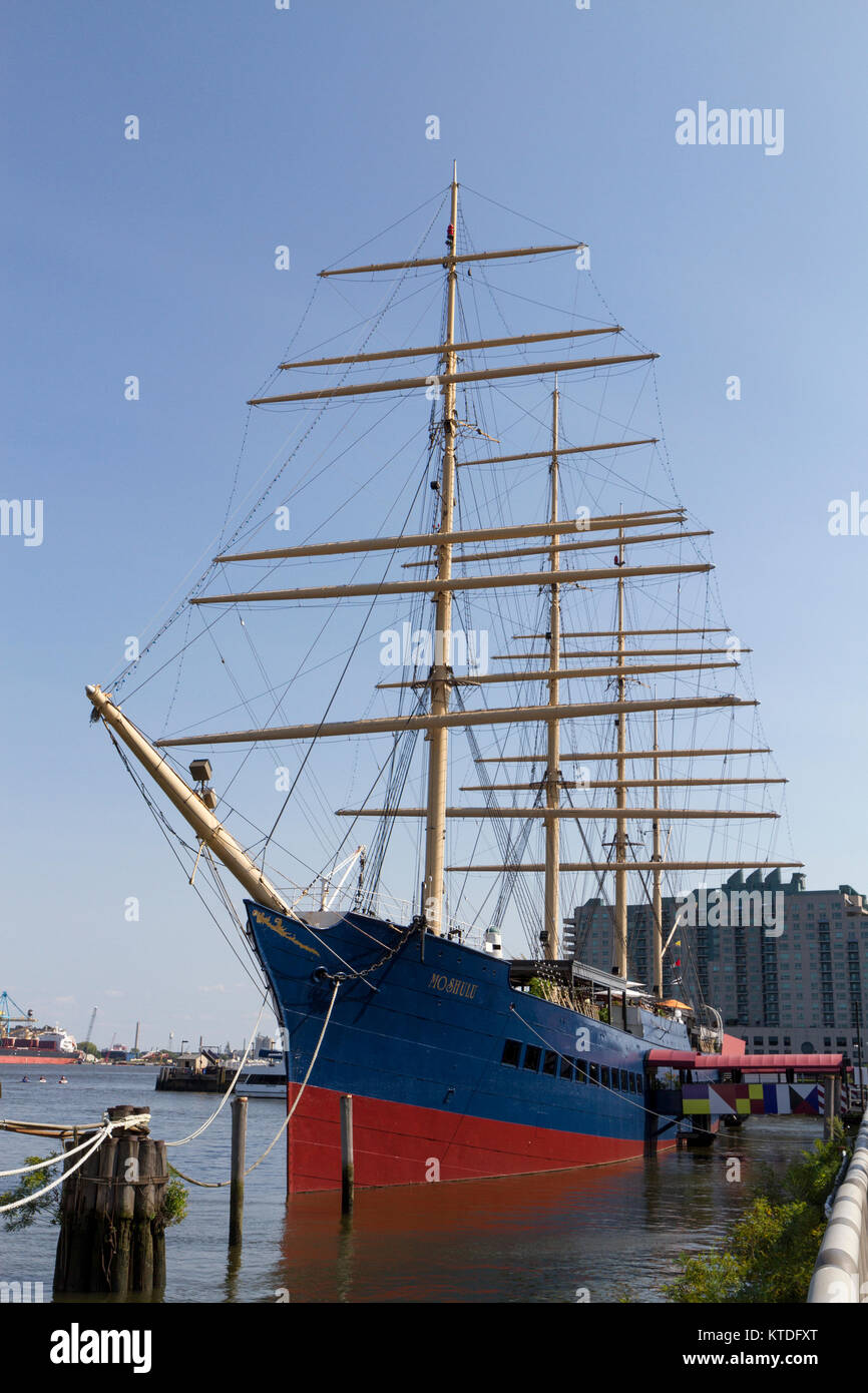 The Moshulu, a four-masted steel barque converted to a floating ...