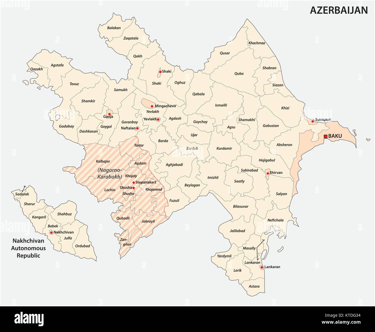 azerbaijan administrative and political vector map Stock Vector Image ...