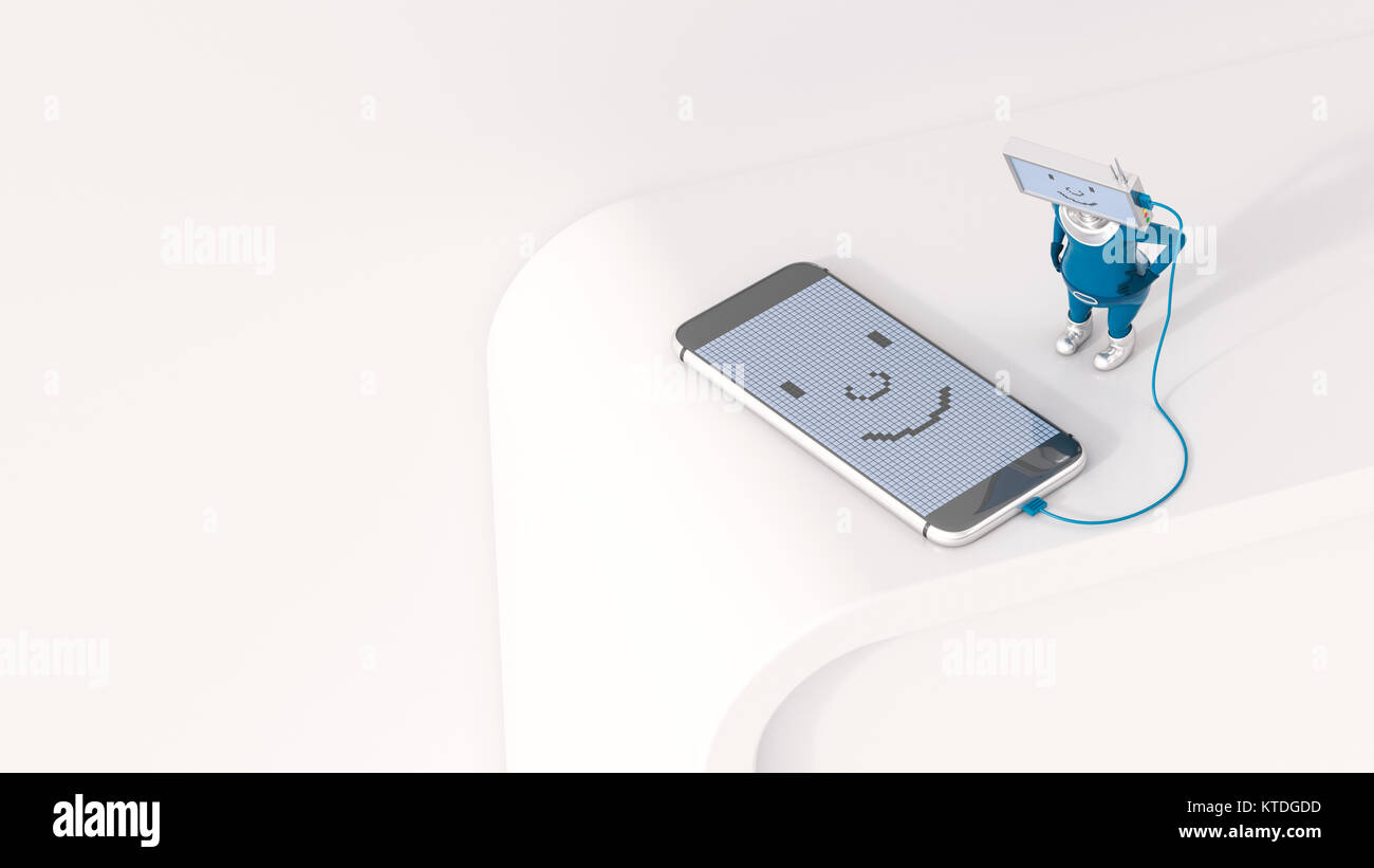 3D Illustration, Figurine loading smartphone Stock Photo - Alamy