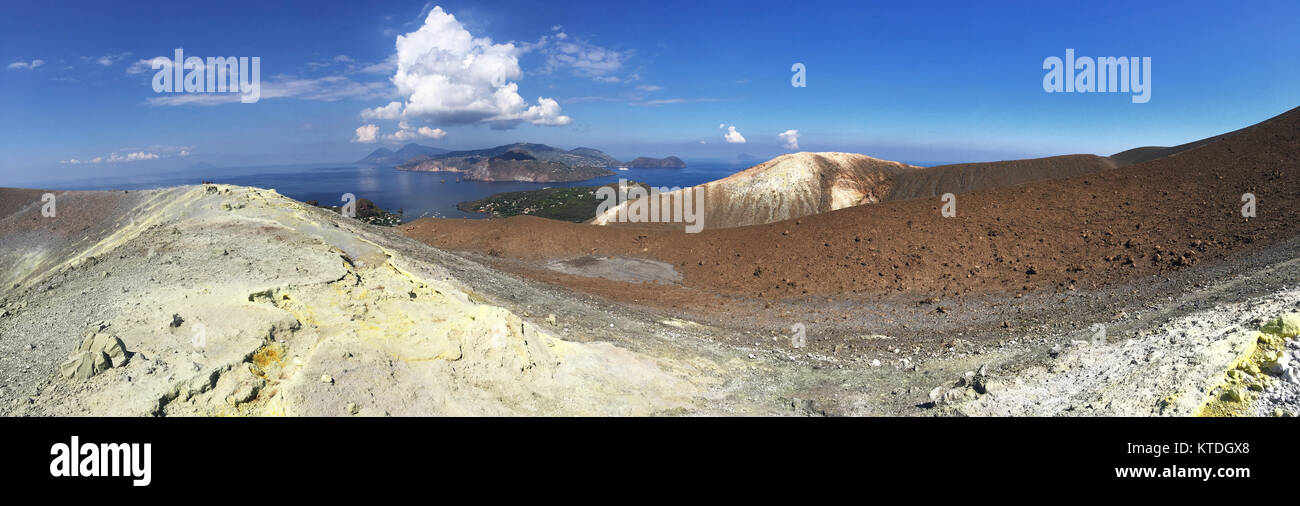 Italy, Aeolian Islands, Volcano Island Panorama Stock Photo - Alamy