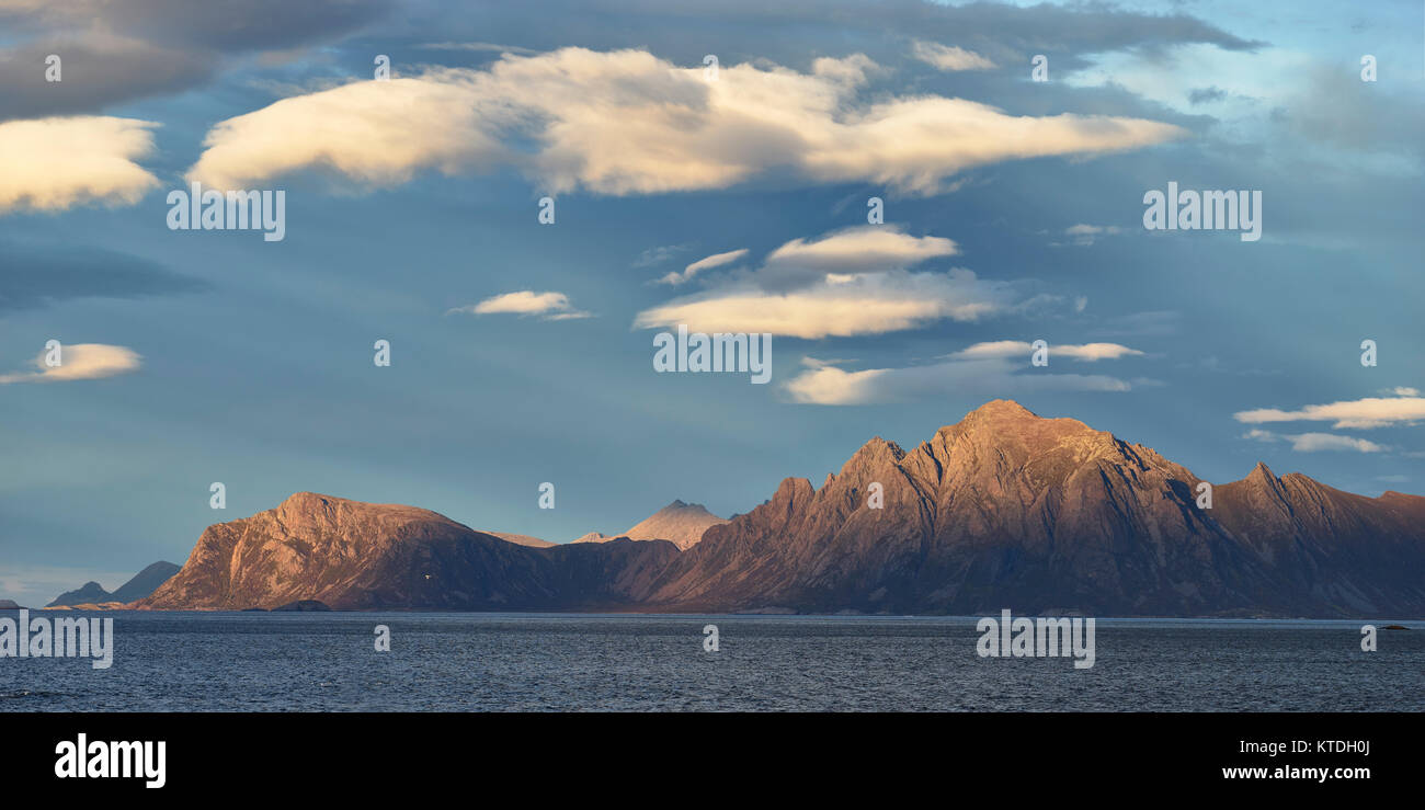 Panoramic view of Skogsoya from Hovden, Langoya, Bo, Nordland, Norway ...