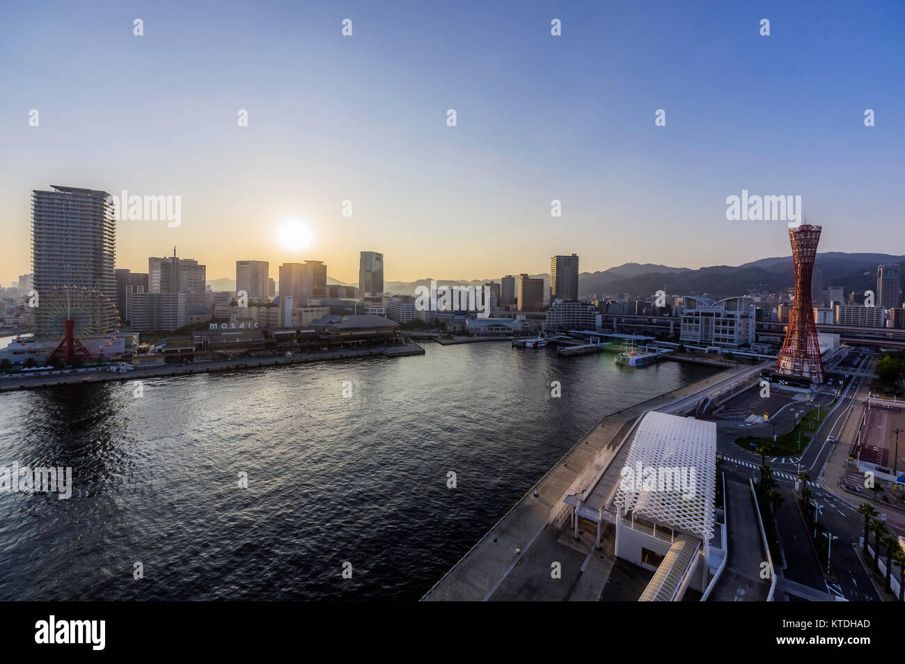 Japan, Kobe, Seaport at sunset Stock Photo - Alamy