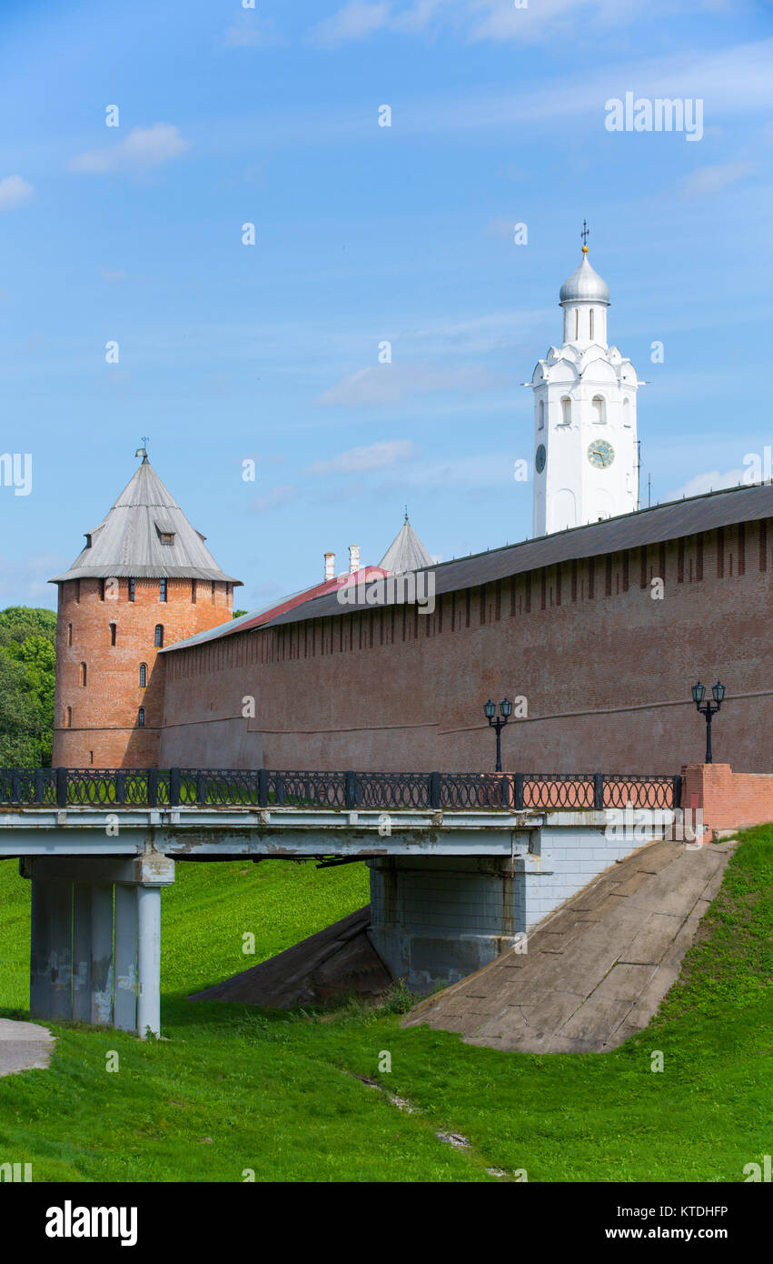 Kremlin Wall with Towers, UNESCO World Heritage Site, Veliky Novgorod, Novgorod Oblast, Russian ...