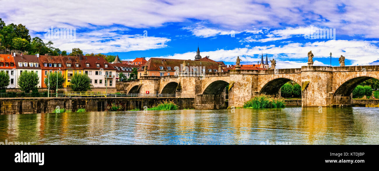 Landmarks and beautiful paces of Germany - medieval Wurzburg town Stock ...